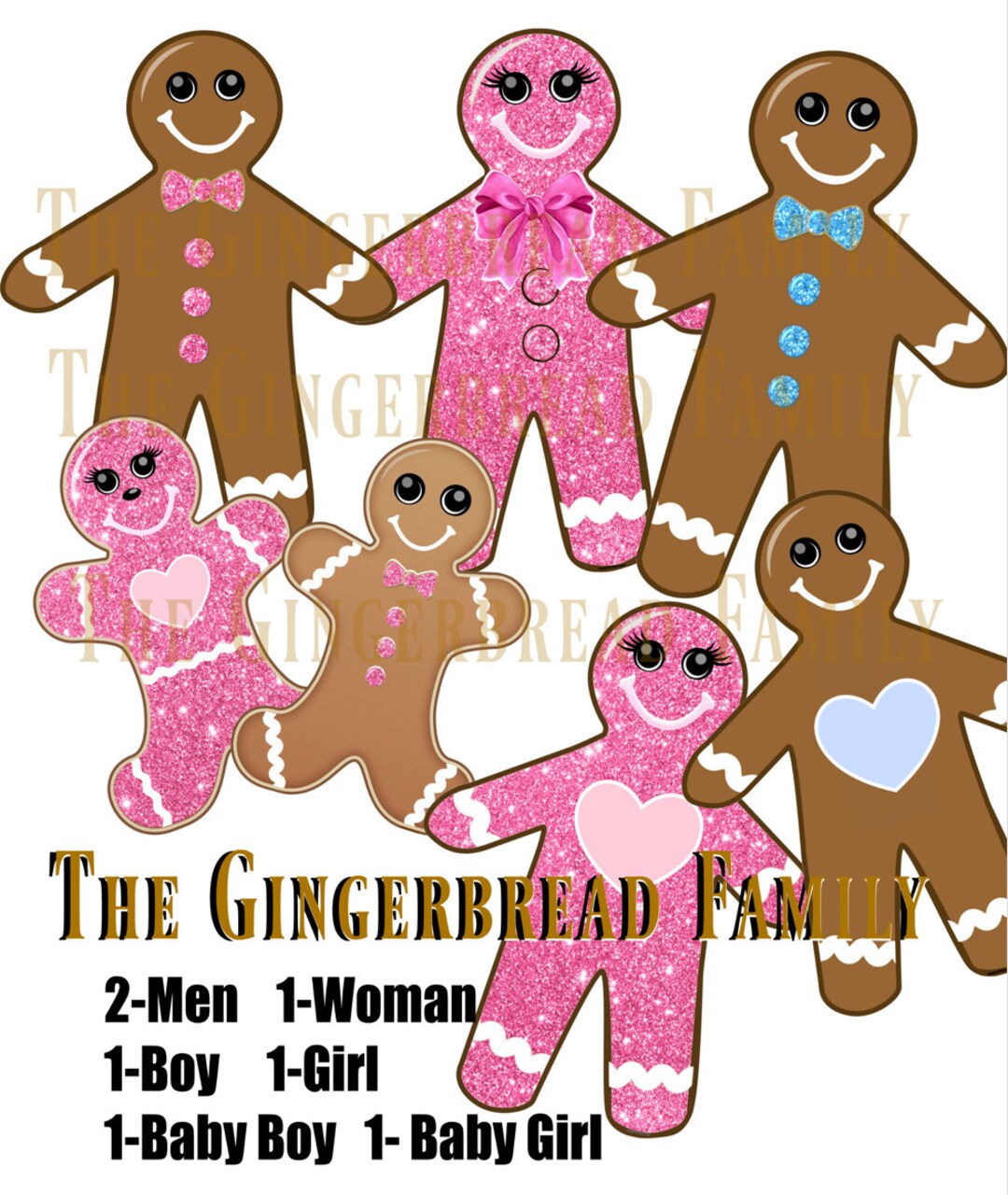 GINGERBREAD FAMILY for the Pink Christmas Gingerbread Boy, Gingerbread ...