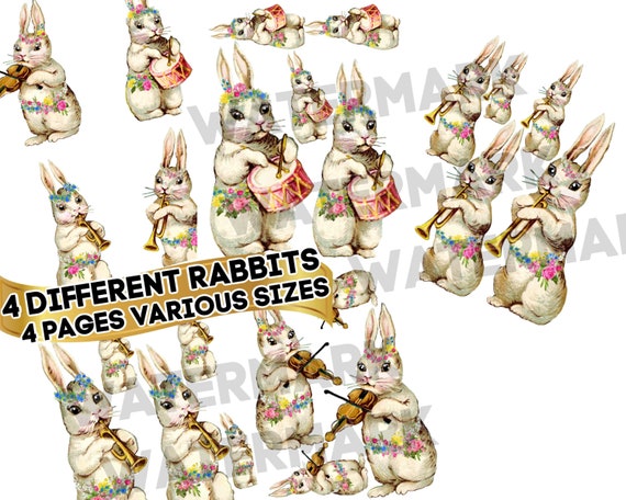 RABBITS PRINTABLE PAGES 4 Different Rabbits in Various Sizes | Etsy