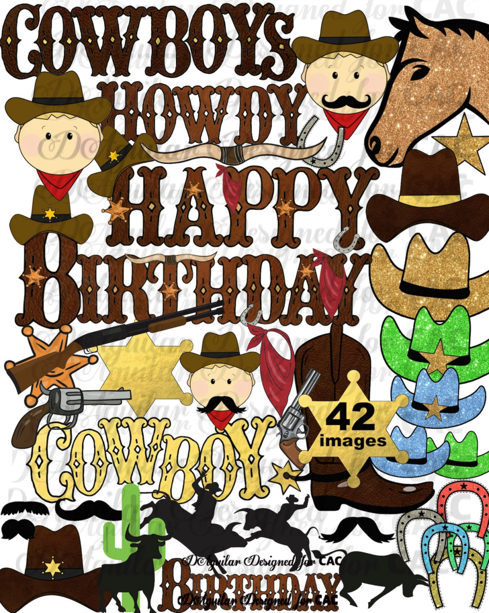 COWBOY Birthday Bundle 42pcs Cute Boy Party Decorations Baby Book ...