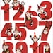 MONKEY Number Set Bright Red Numbers Cutest Monkeys Birthday or Baby ...