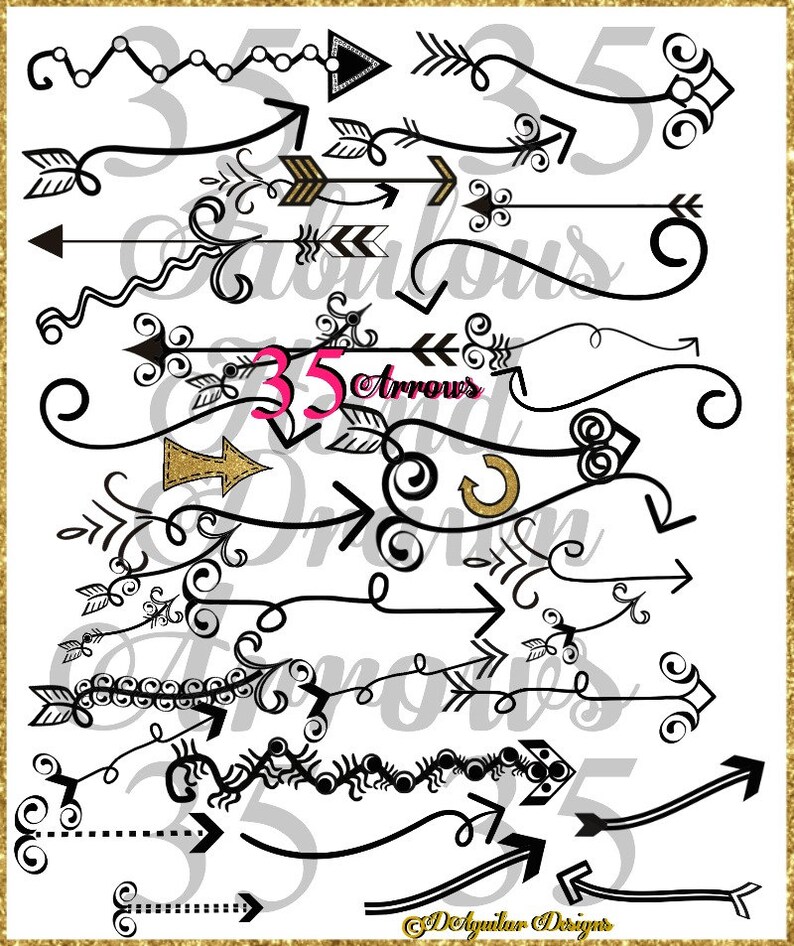 35 ARROWS Hand Drawn Beautiful Arrows Collection Bundle High Resolution ...