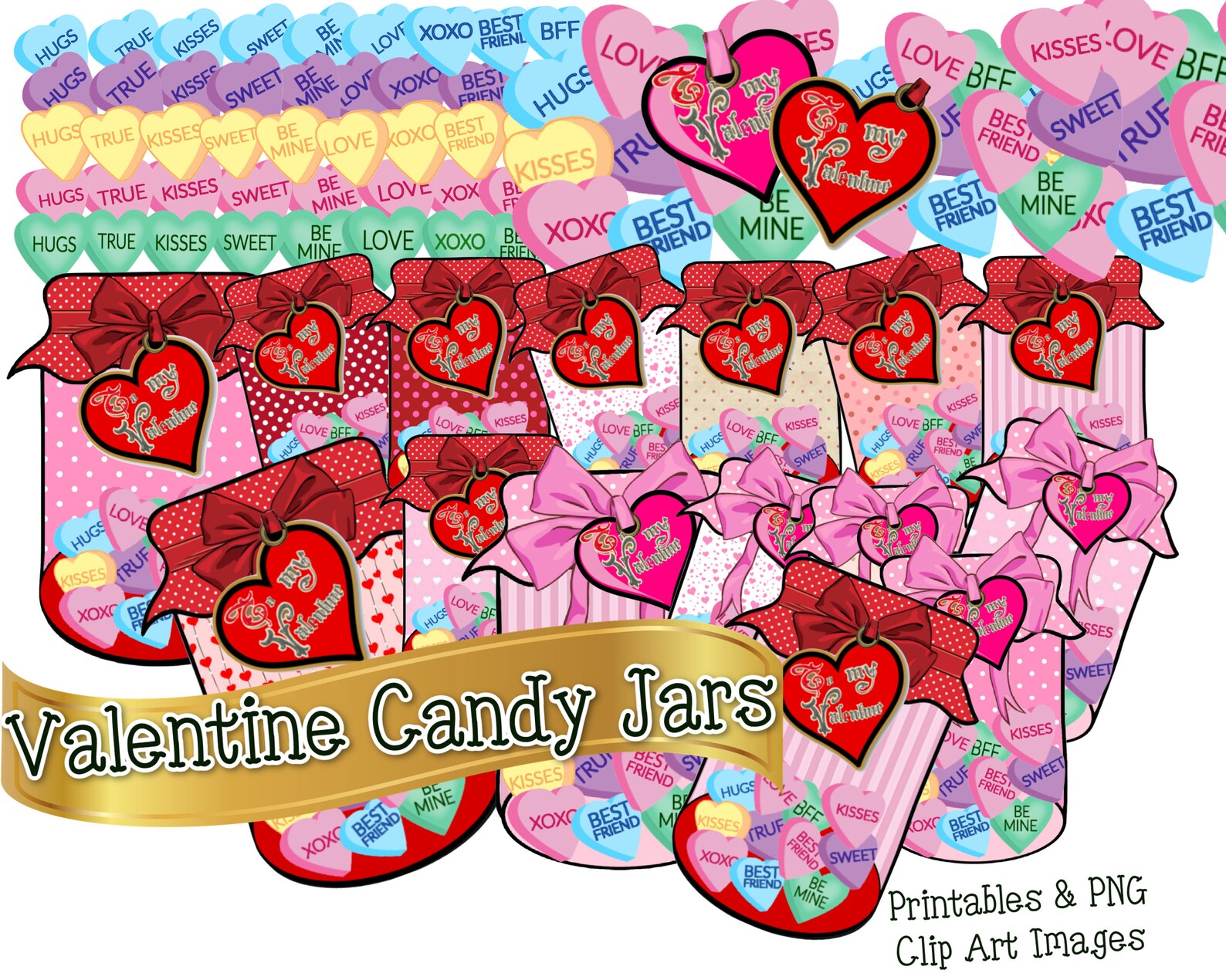 VALENTINES CANDY JAR Greeting Card Bundle- Valentine Jokes, Greetings ...