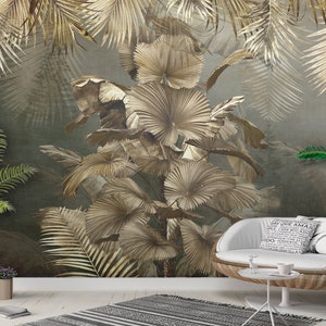 Wallpaper Vintage- Palm Leaves Wallpaper - Etsy
