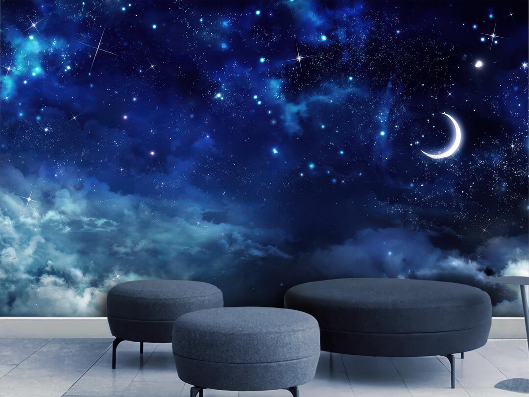 Dreamy Night Sky Wallpaper for Kids Room - Etsy UK