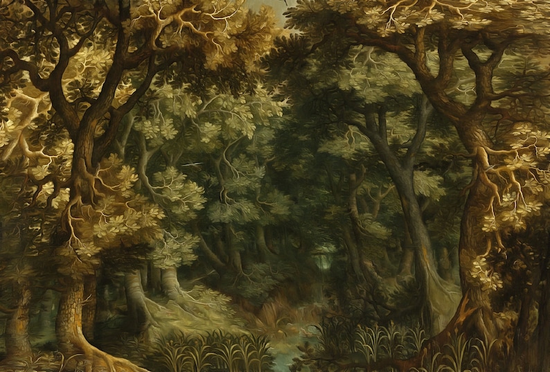 Retro Vibes: Magical Forest Vintage Wallpaper - Etsy