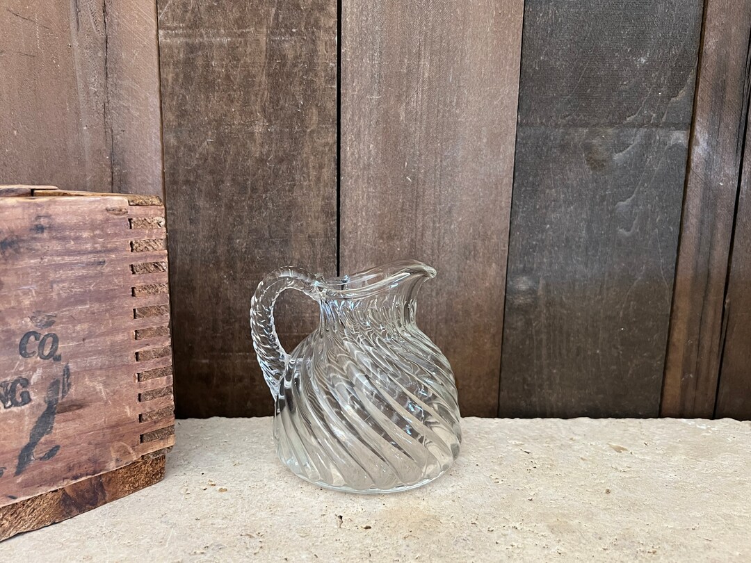 Vintage Ribbed Glass Pitcher Creamer - Etsy