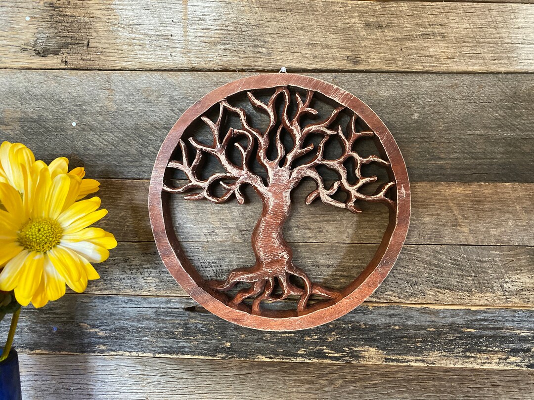 Carved Wooden Tree of Life Wall Hanging - Etsy