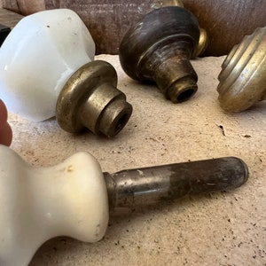 Set of 5 Vintage Antique Metal Knobs White Marble Door Knobs - Etsy