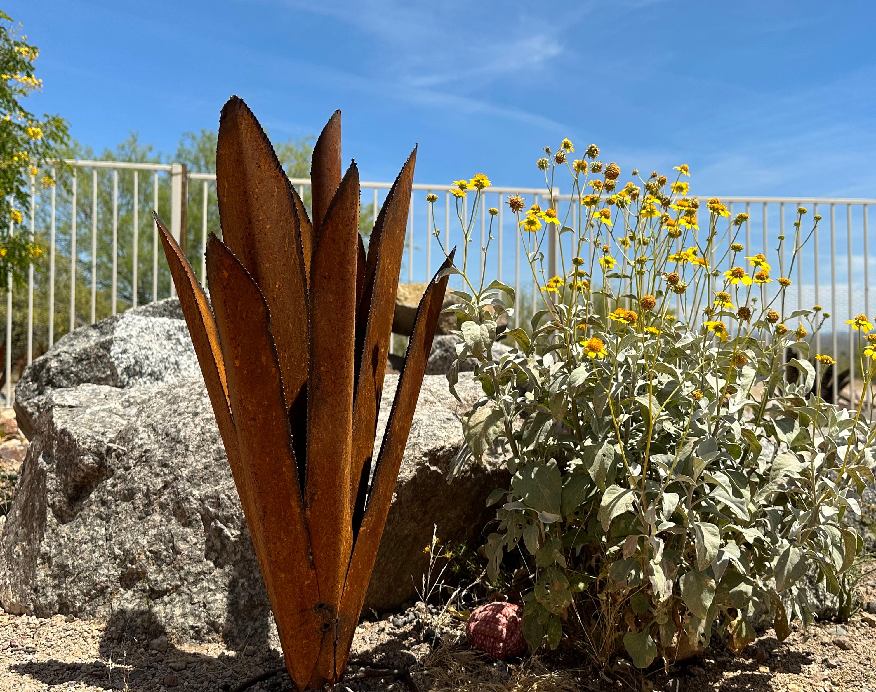 Handcrafted Rustic Metal Agave Arizona Landscape Desert Cactus Metal ...