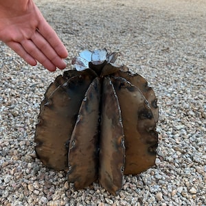 Rustic Metal Barrel Cactus: Handcrafted Mexican Yard Art (slightly ...