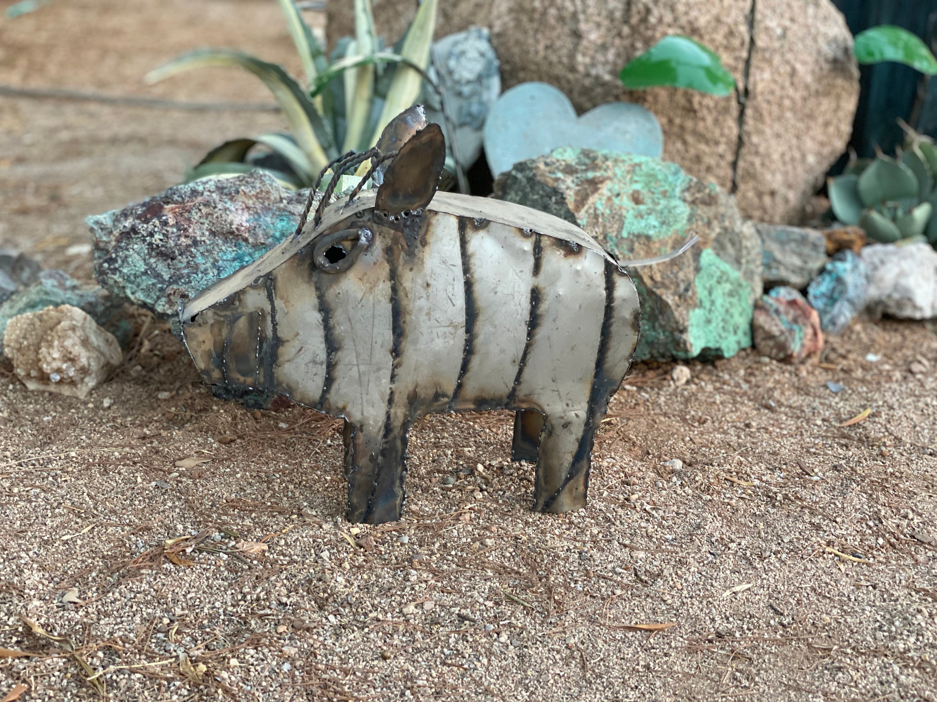 Handcrafted Funky Rustic Metal Javalina Metal Yard Art Desert Boar Pig ...