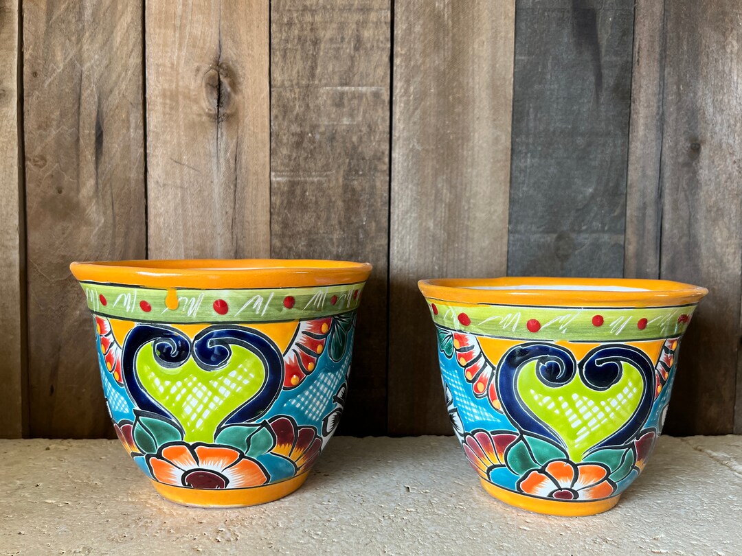 Handcrafted Talavera Planter Colorful Hand Painted Mexican Clay Pottery ...
