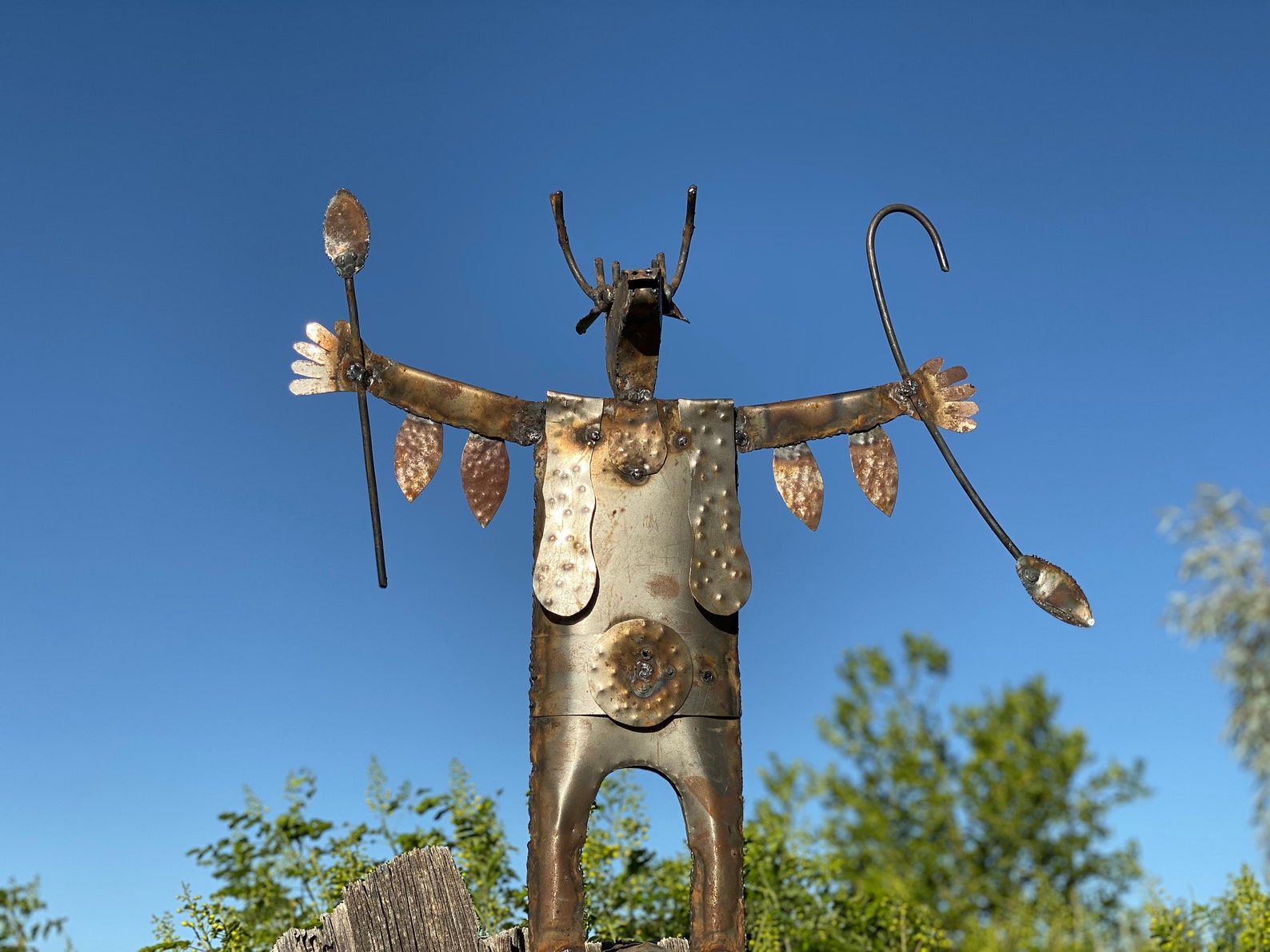 Rustic Metal Deerhead Shaman Metal Yard Art Native American | Etsy