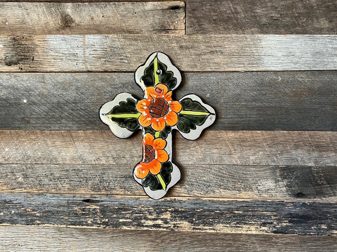 Handcrafted Talavera Cross Cruces Colorful Handmade Clay Pottery Hand ...
