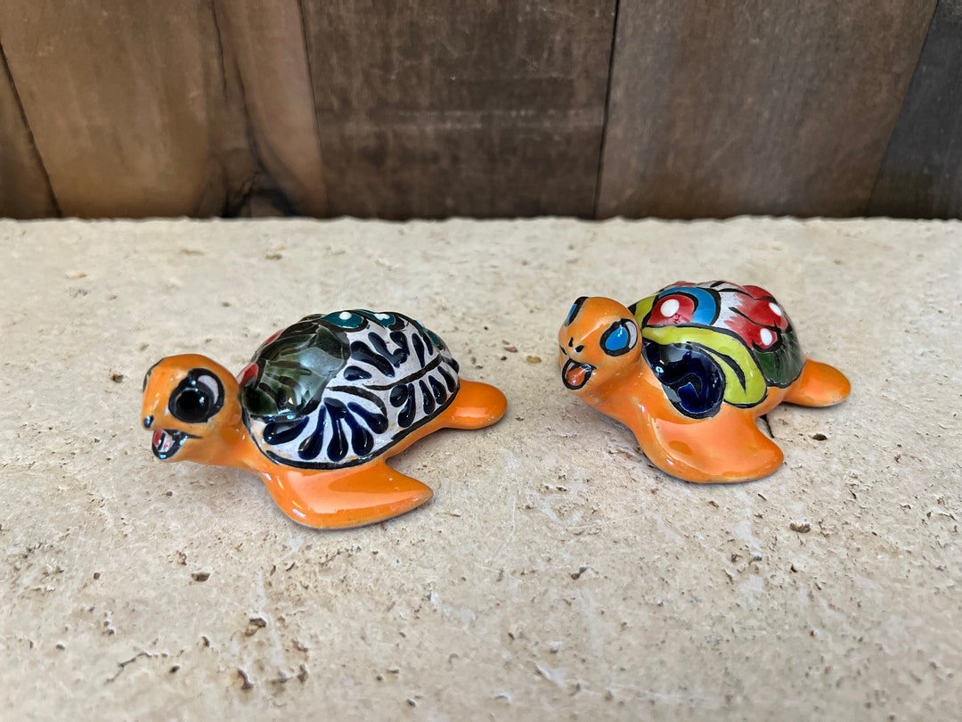 Adorable TINY Talavera Sea Turtle Set of 2 Mini Turtles Colorful ...