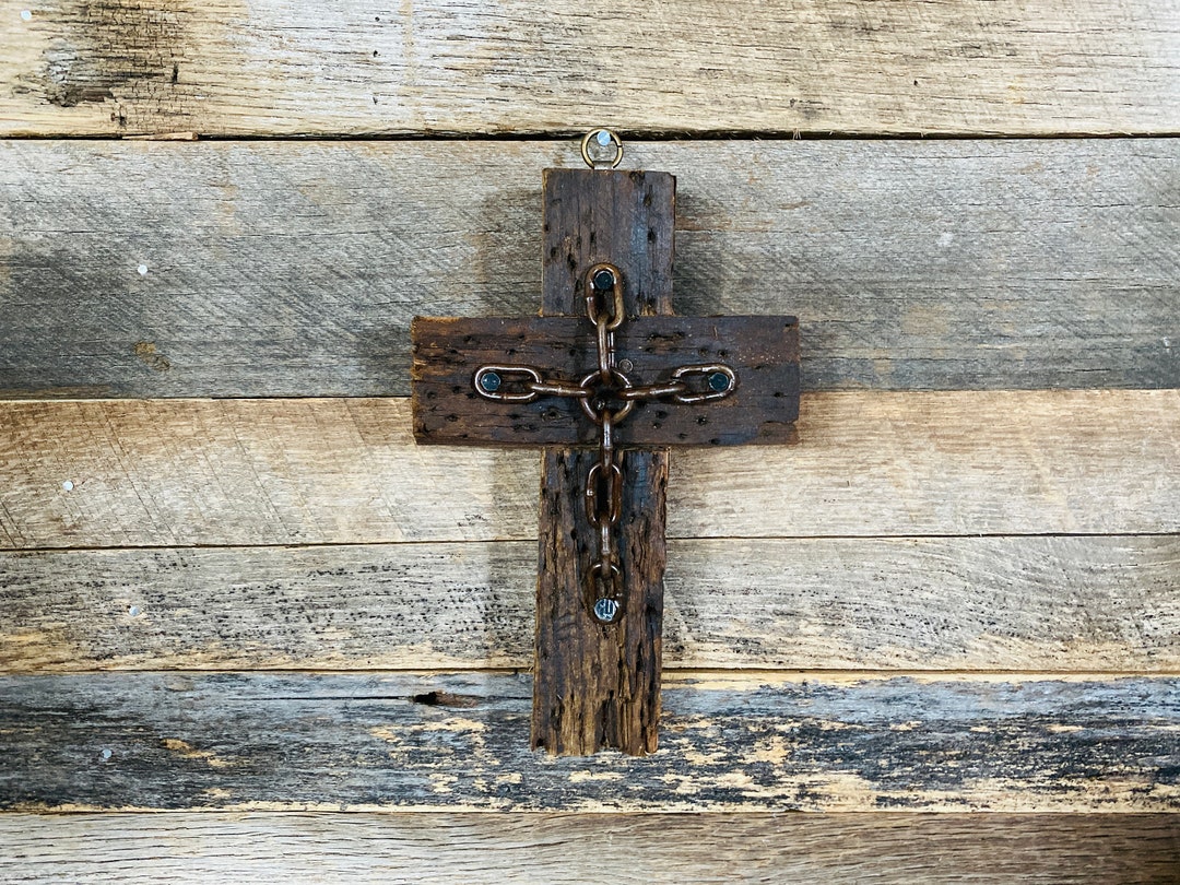 Handcrafted Wood and Iron Cross Crucifix Wormwood Rustic Mexican Cross ...