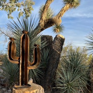 MINI SMALL Rustic Saguaro Cactus Mini Small Desert Cactus Metal Yard ...