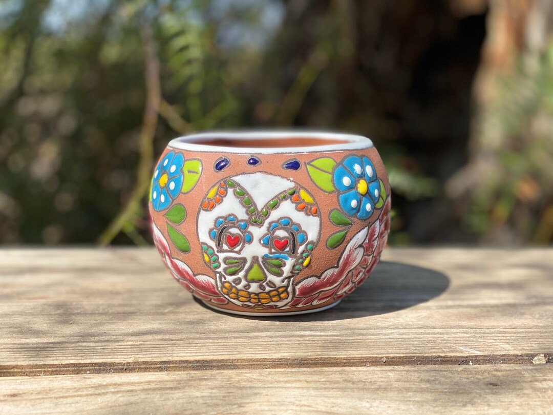 Dia De Los Muertos Hand Painted Talavera Planter Day of the Dead ...