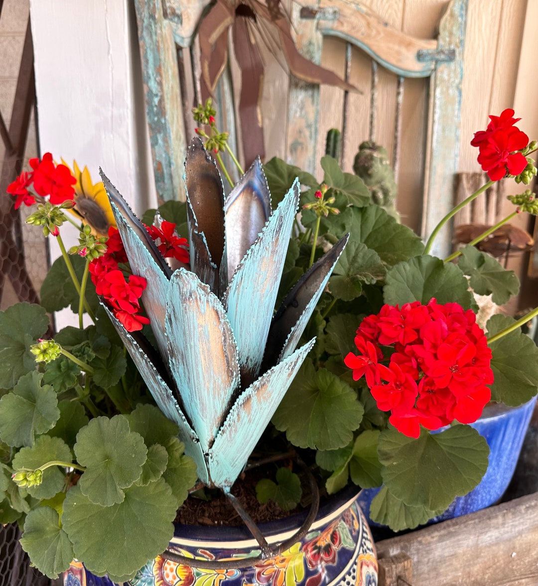 Rustic Hand Painted MINI Metal Agave Arizona Landscape Desert Cactus ...