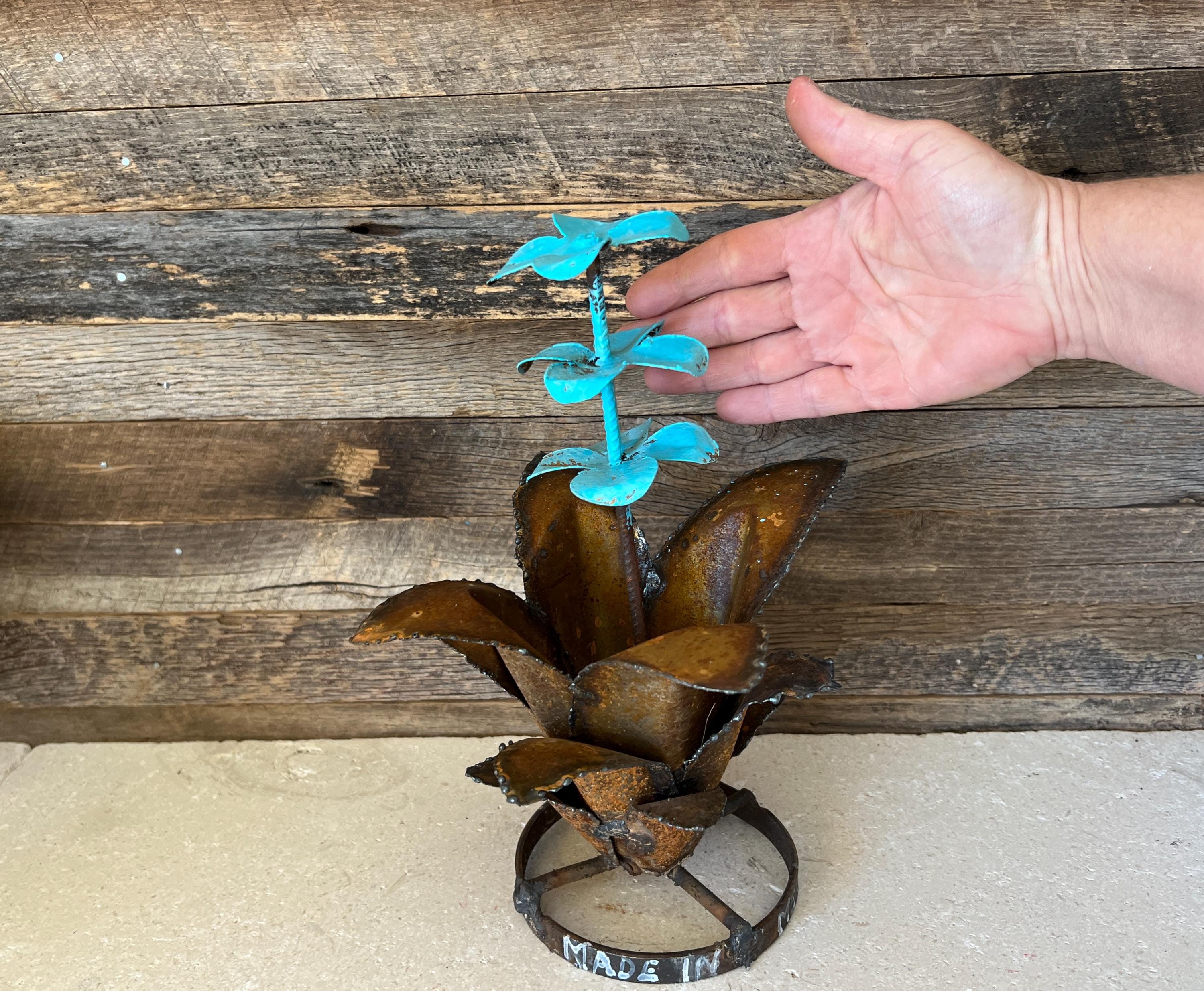 Handcrafted Rusty Metal Blooming Agave Arizona Desert Cactus Handmade ...
