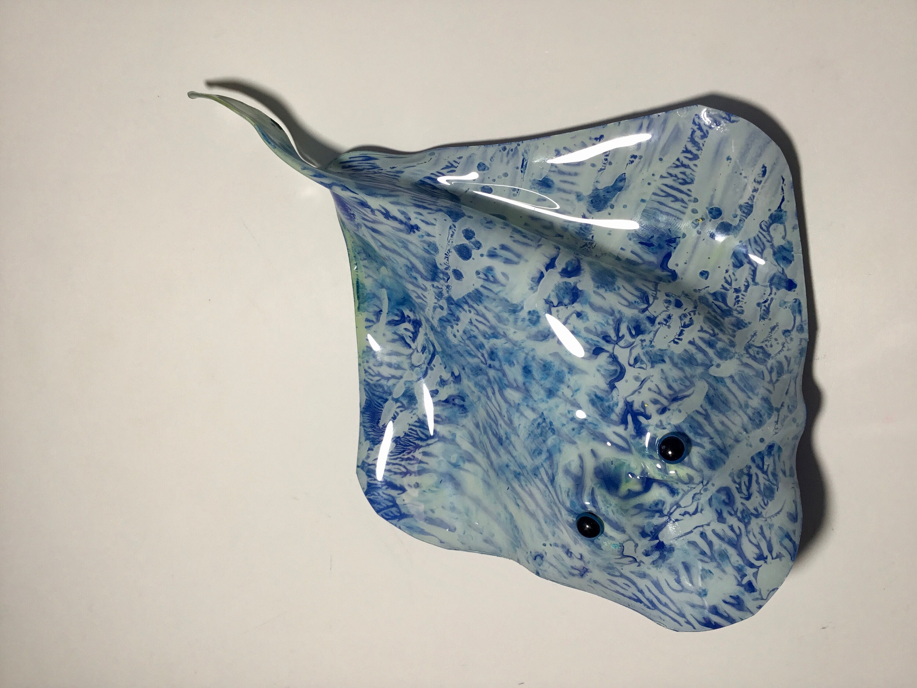 Stingray wall decor 8” shades of sky blue handmade eco-friendly plastic ...