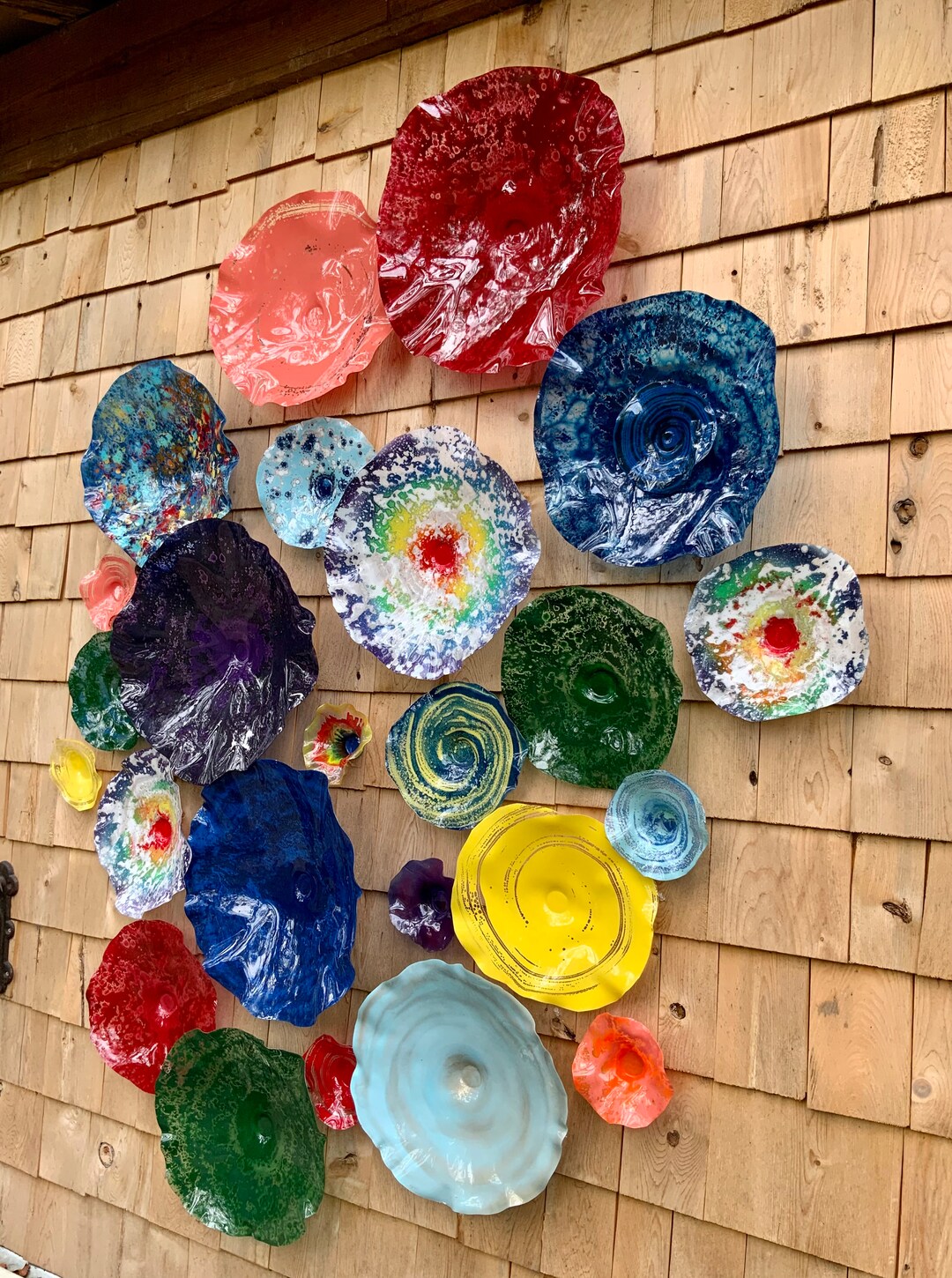 Original Wall Sculpture Flower Multi-color 23 Handmade Recycled Plastic ...