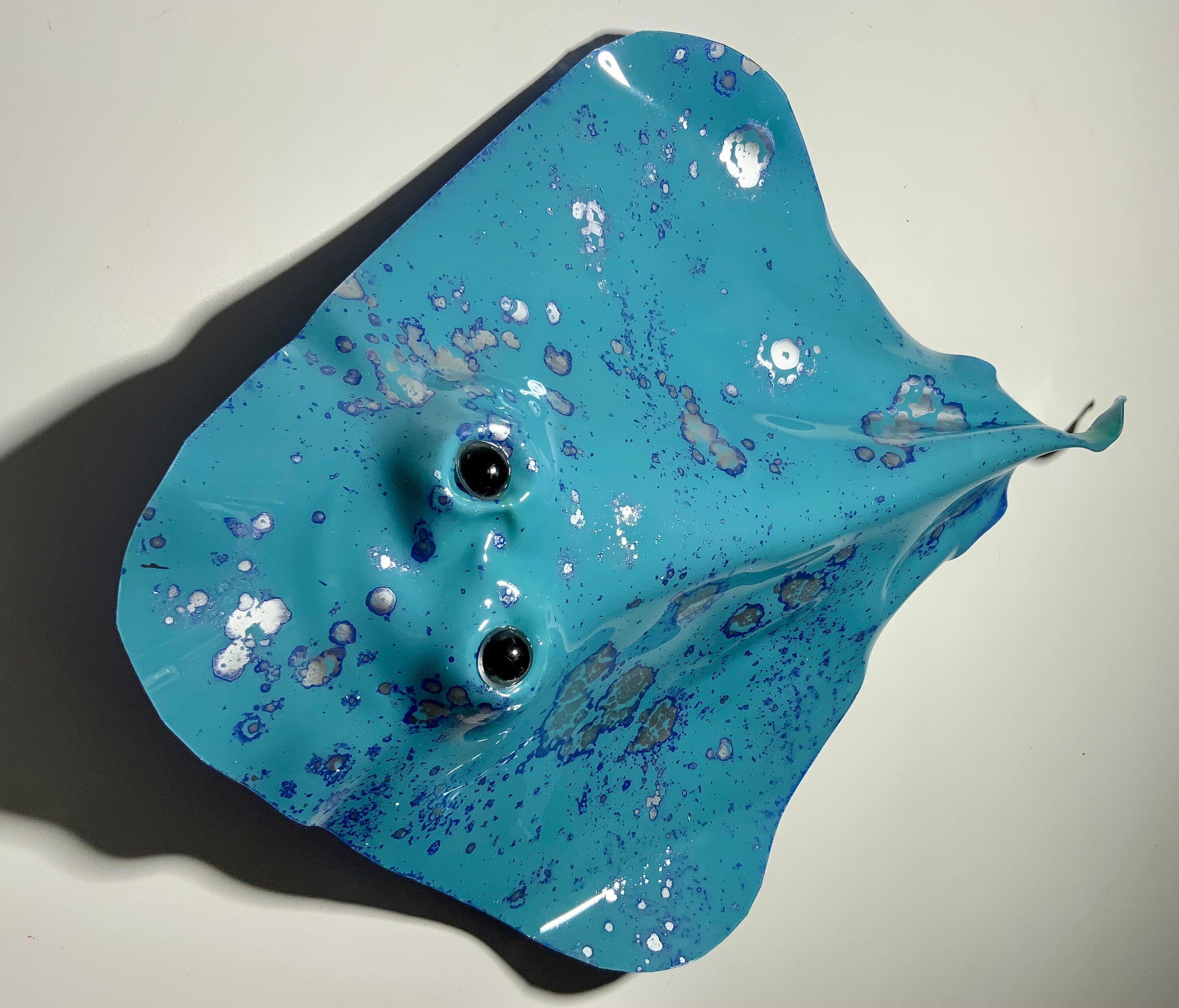 Large Stingray art 17 Aqua blue/purple/silver handmade recycled plastic ...