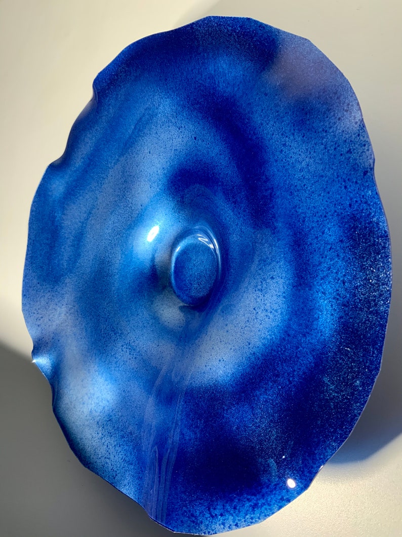 Made to Order Silver/blue Wall Flower Mural 5 Handmade Looks Like Glass ...