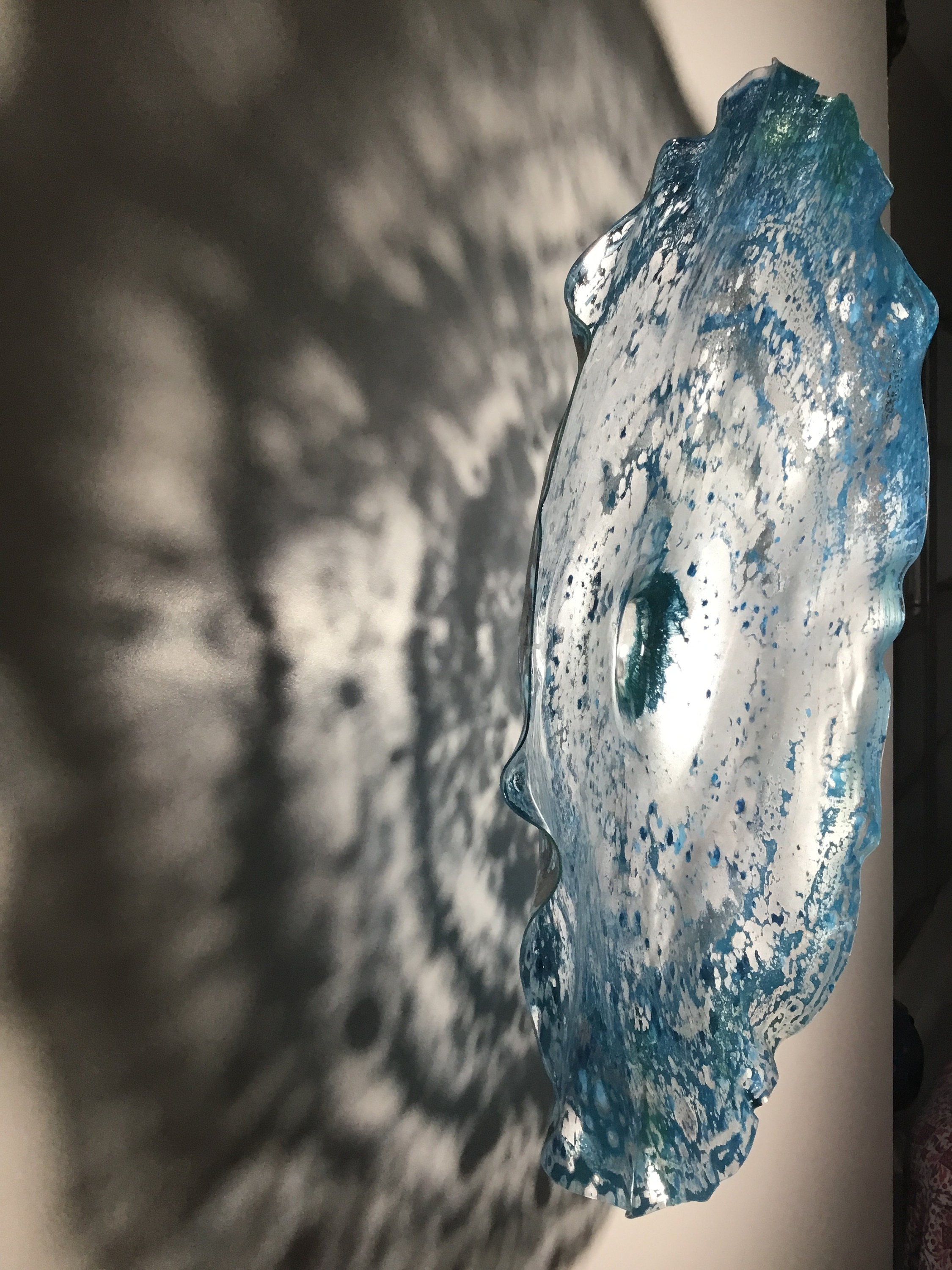 Translucent Teal blue-green/silver wall plate mount 20” eco friendly ...