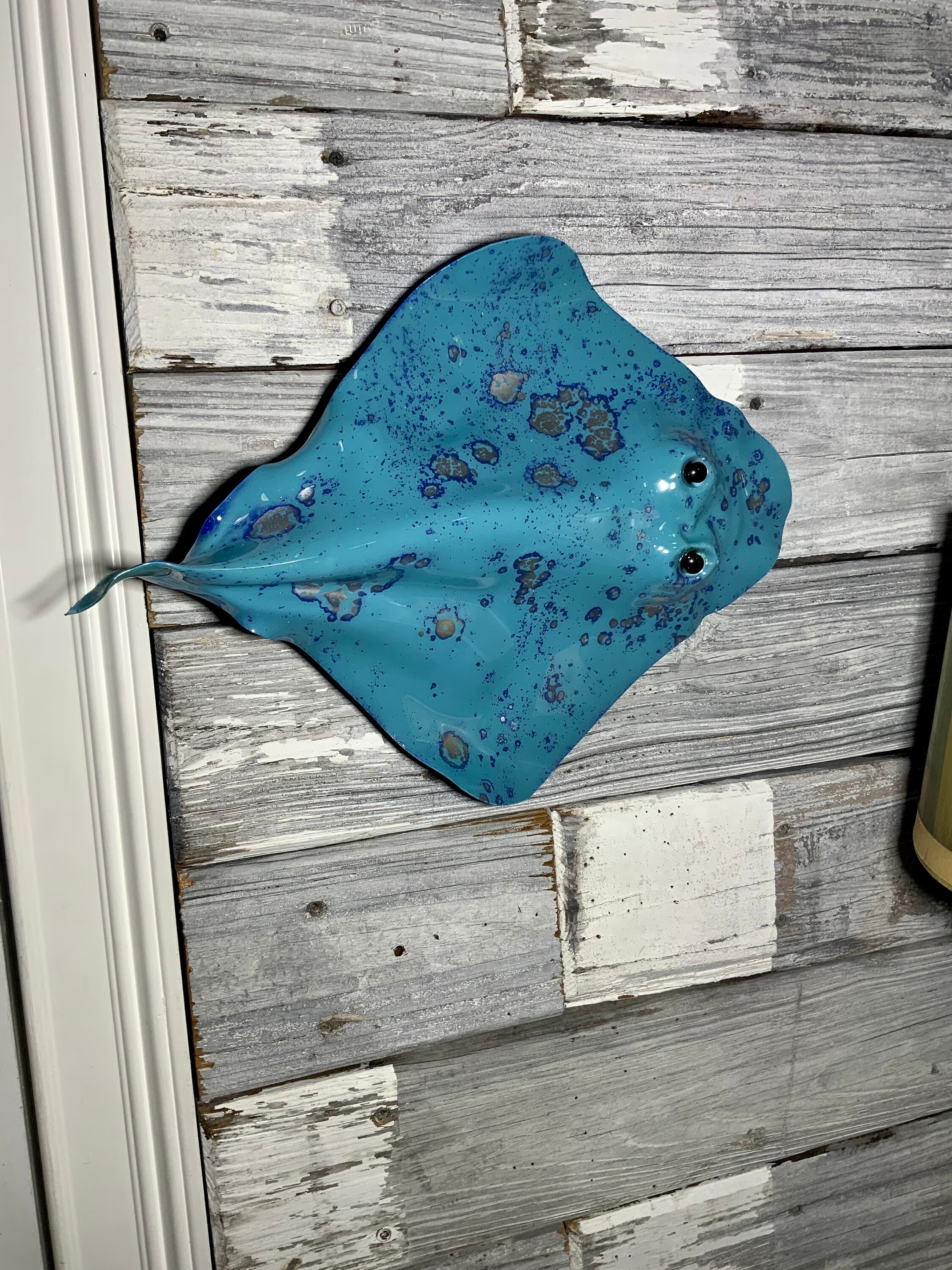 Large Stingray art 17 Aqua blue/purple/silver handmade recycled plastic ...