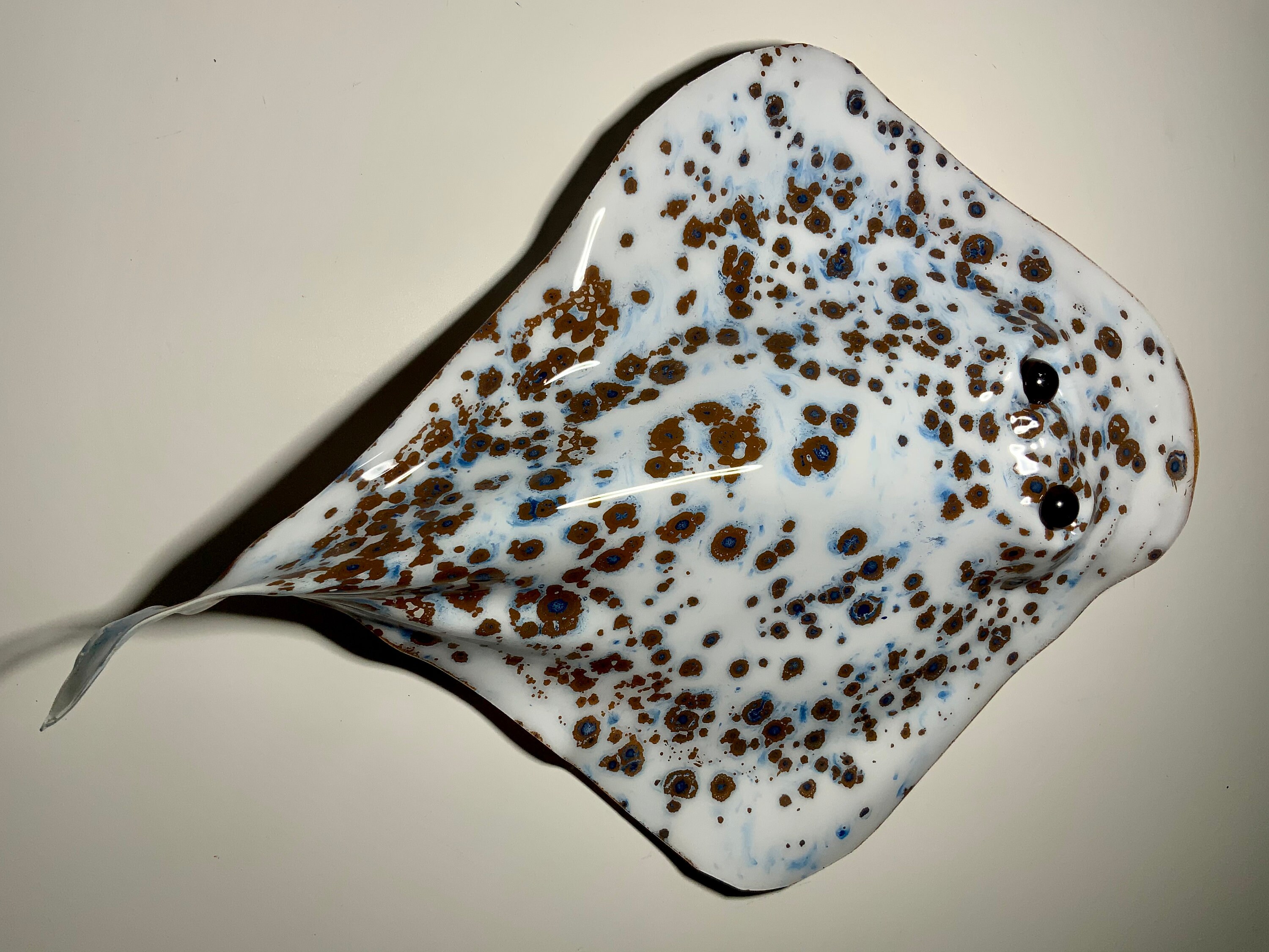 Large Stingray wall mount 17 white/copper/blue handmade recycled ...