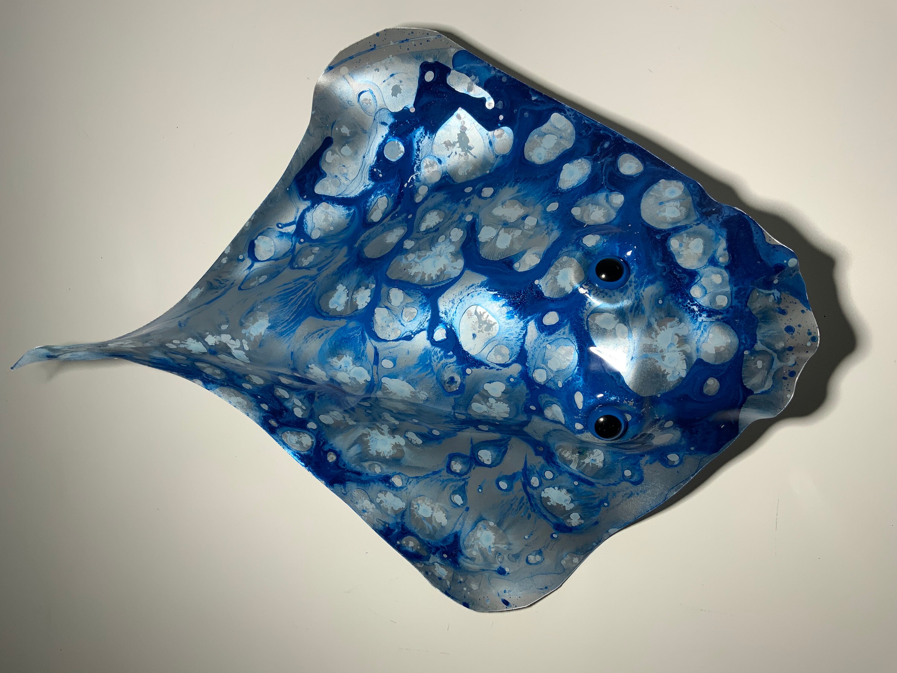 Blue/silver Nautical Stingray wall hanging 17” handmade recycled ...