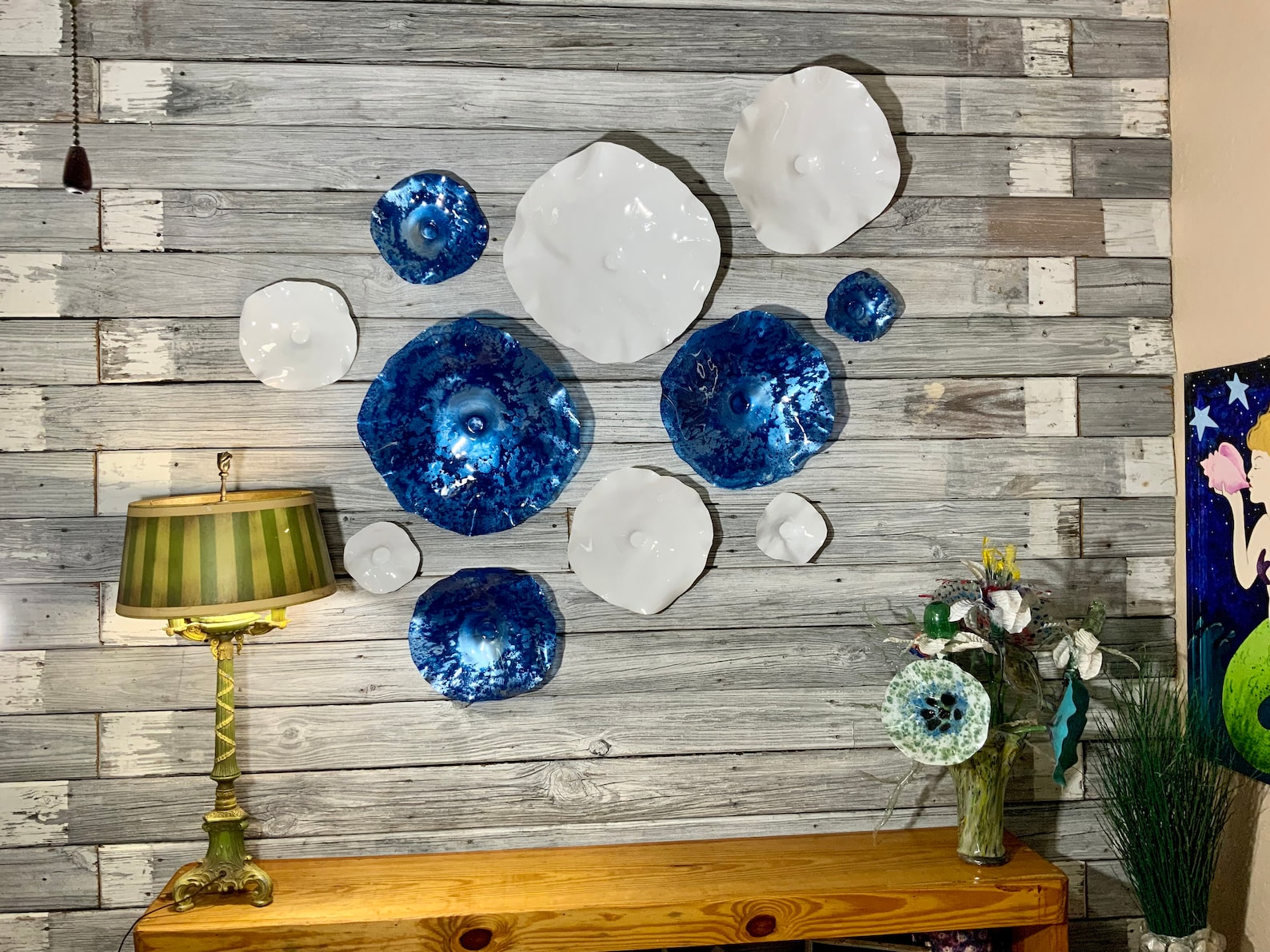 Wall Flower 11 Oceanic Metallic Blue/white Recycled | Etsy