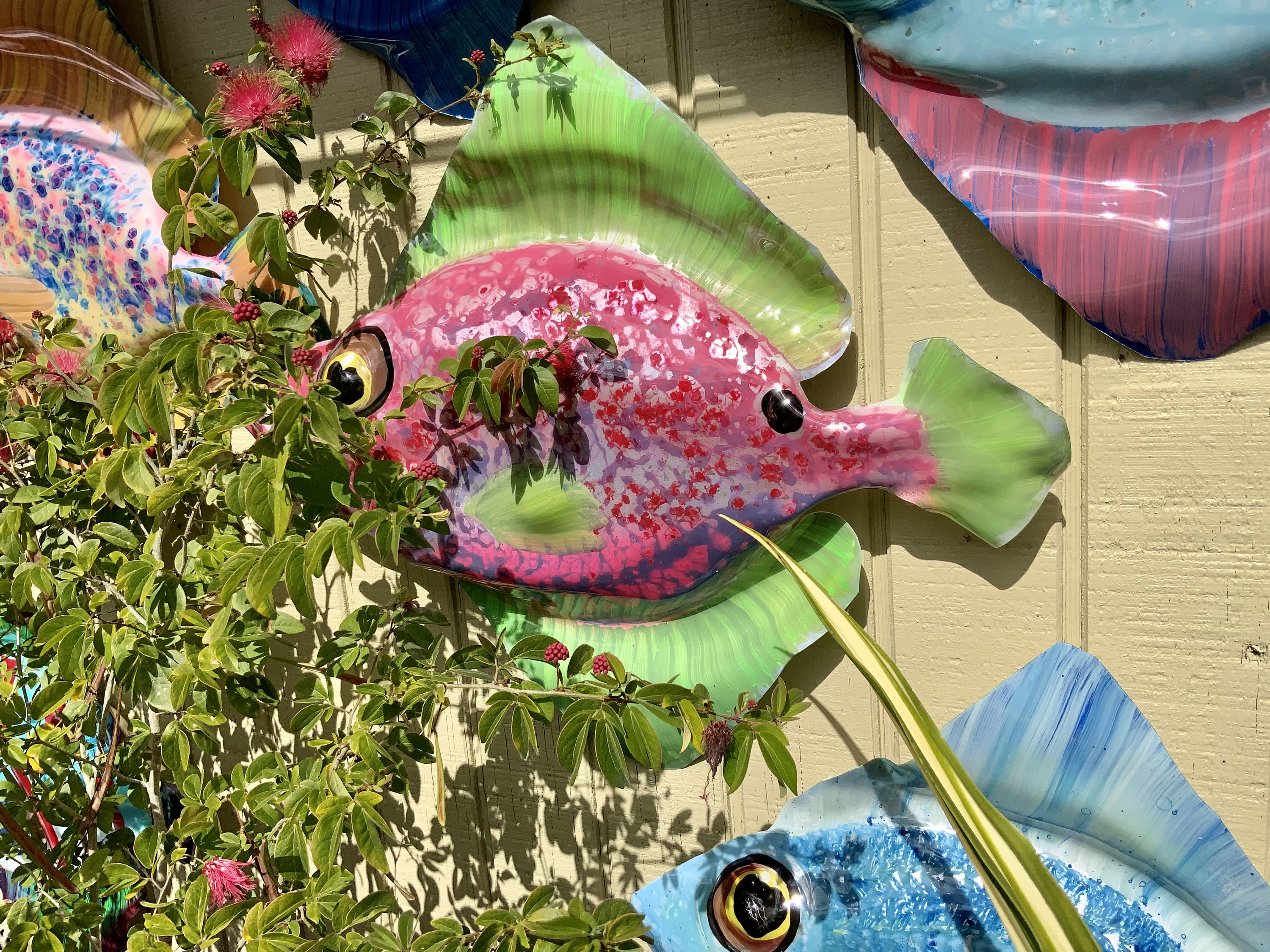 Nautical whimsical fish wall mount 21” blue/aqua/green handmade up ...