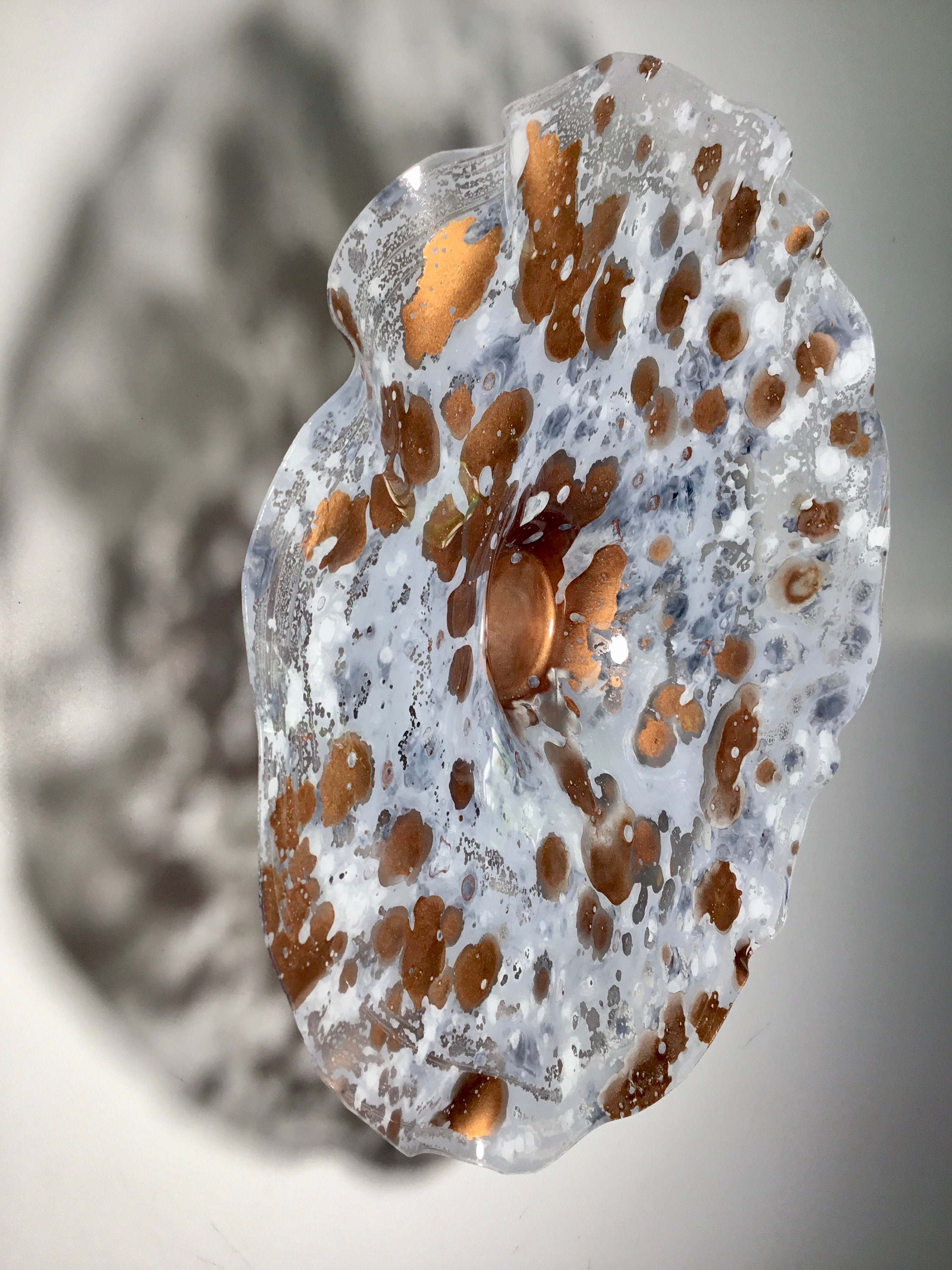 Small flower 9” copper/gray handmade translucent recycled plastic/Wall ...