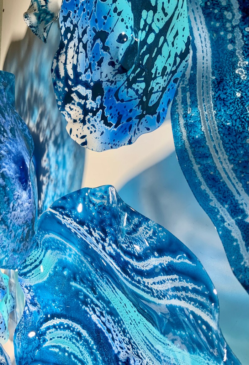 Marine Blue Wall Flower Set: Handmade Recycled Plastic Beach Decor/wall ...