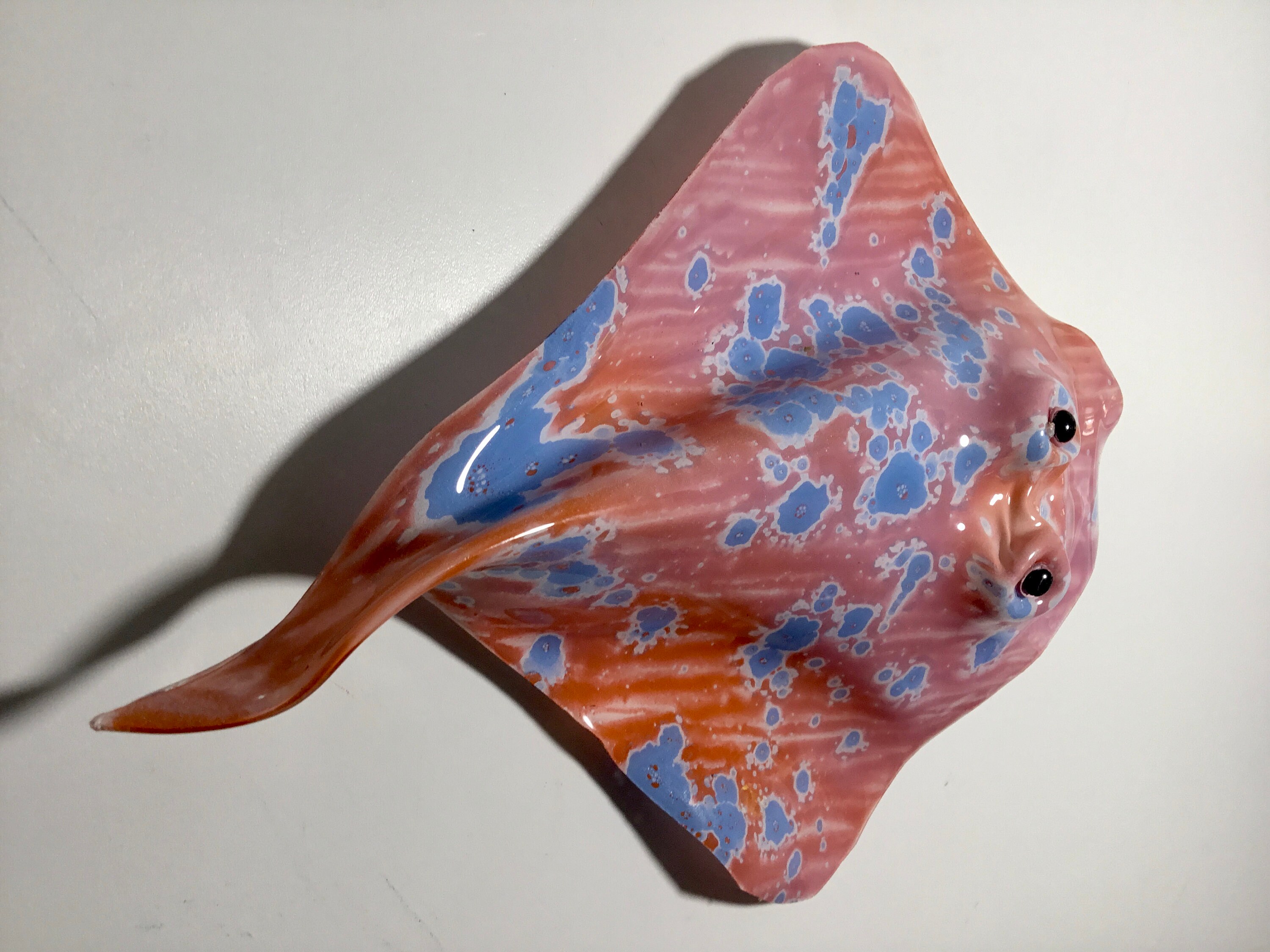 Stingray nautical wall mount 8” Peachy pink/slate blue handmade eco ...