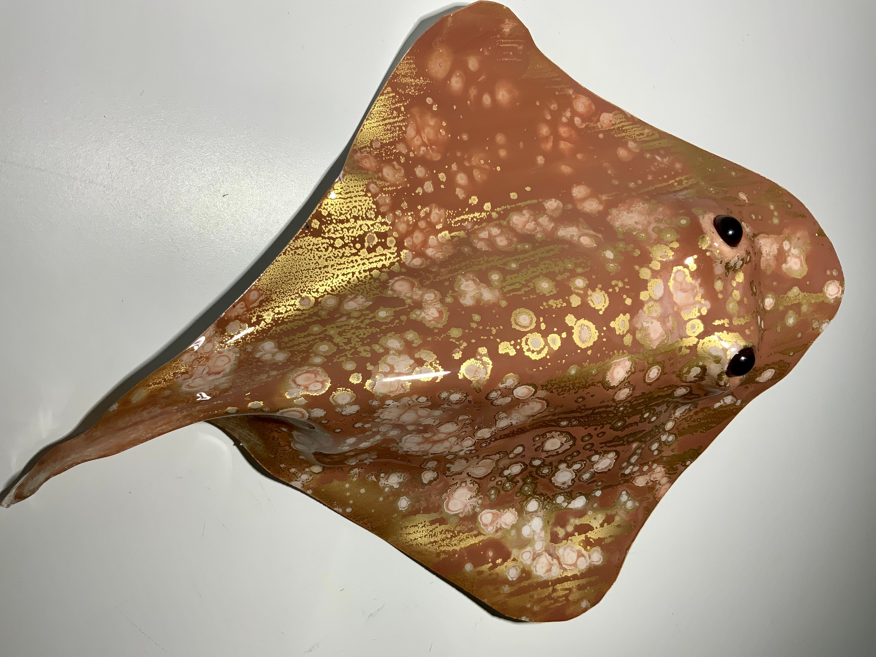 Large Stingray wall hanging 17 brown/clay/gold handmade recycled ...