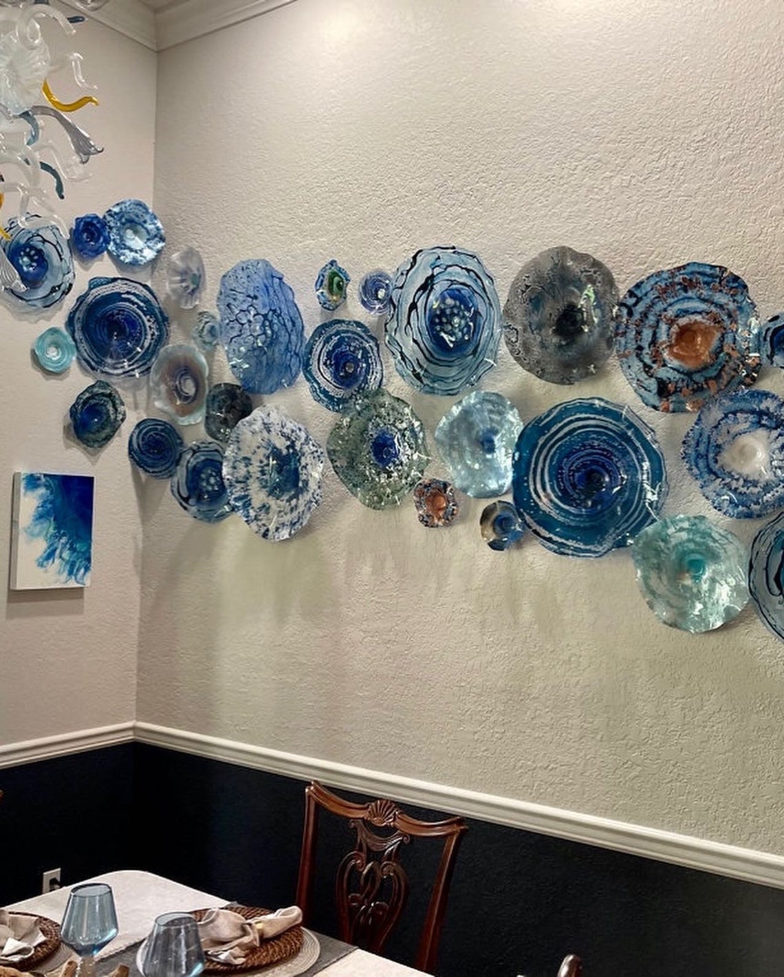 Wall Flower Translucent Teal Turquoise Blue/cobalt Handmade - Etsy