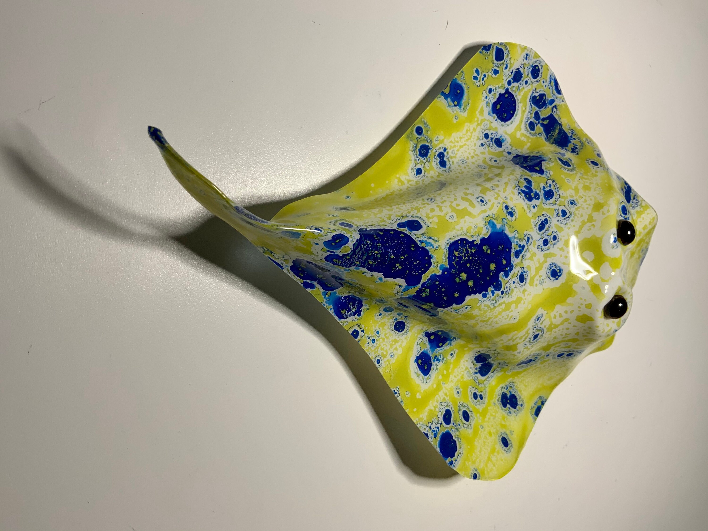 Mini stingray yellow/blue wall Mount handmade recycled plastic/beach ...