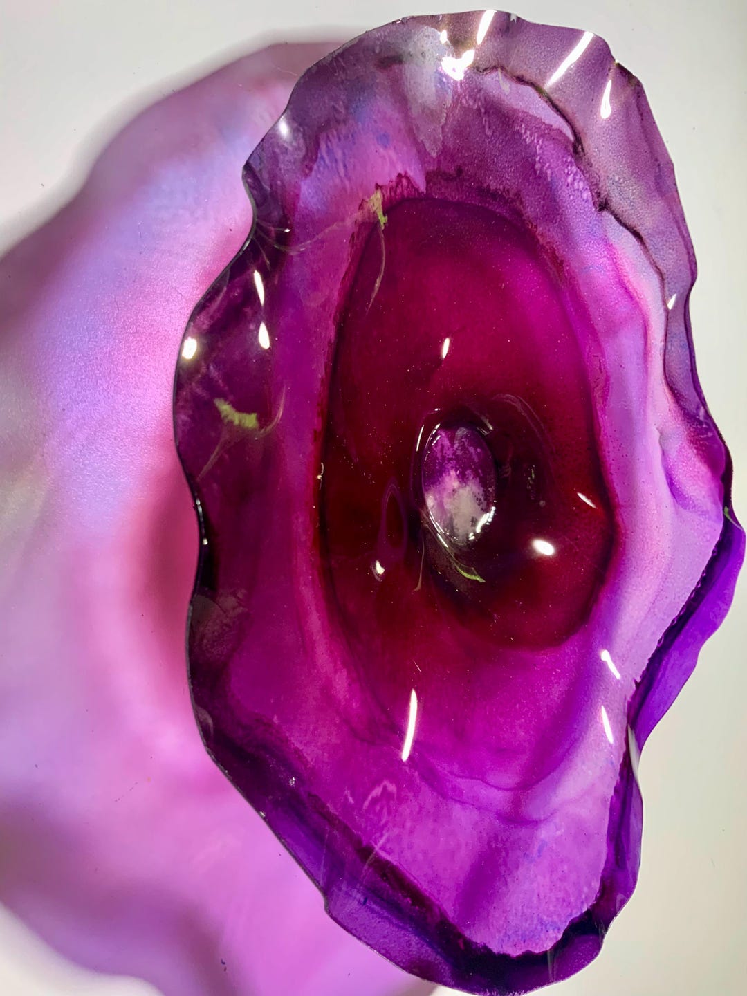 Handmade Goods Recycled Plastic Artwork Small Wall Flower 9” Purple ...