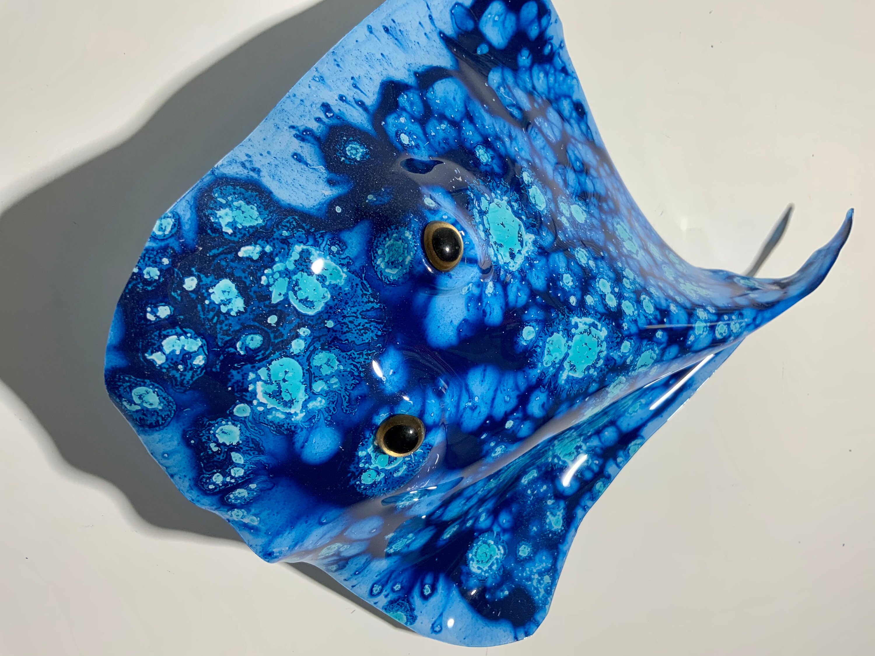 Stingray wall hanging navy blue/aqua handmade recycled plastic like ...