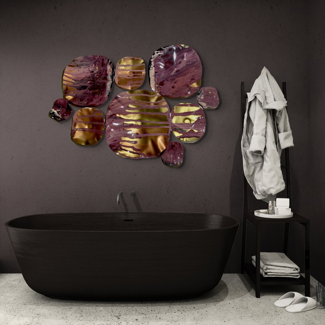 Handmade Wall Sculpture Dish Art Recycled Plastic Home Decor 9 Bronze ...