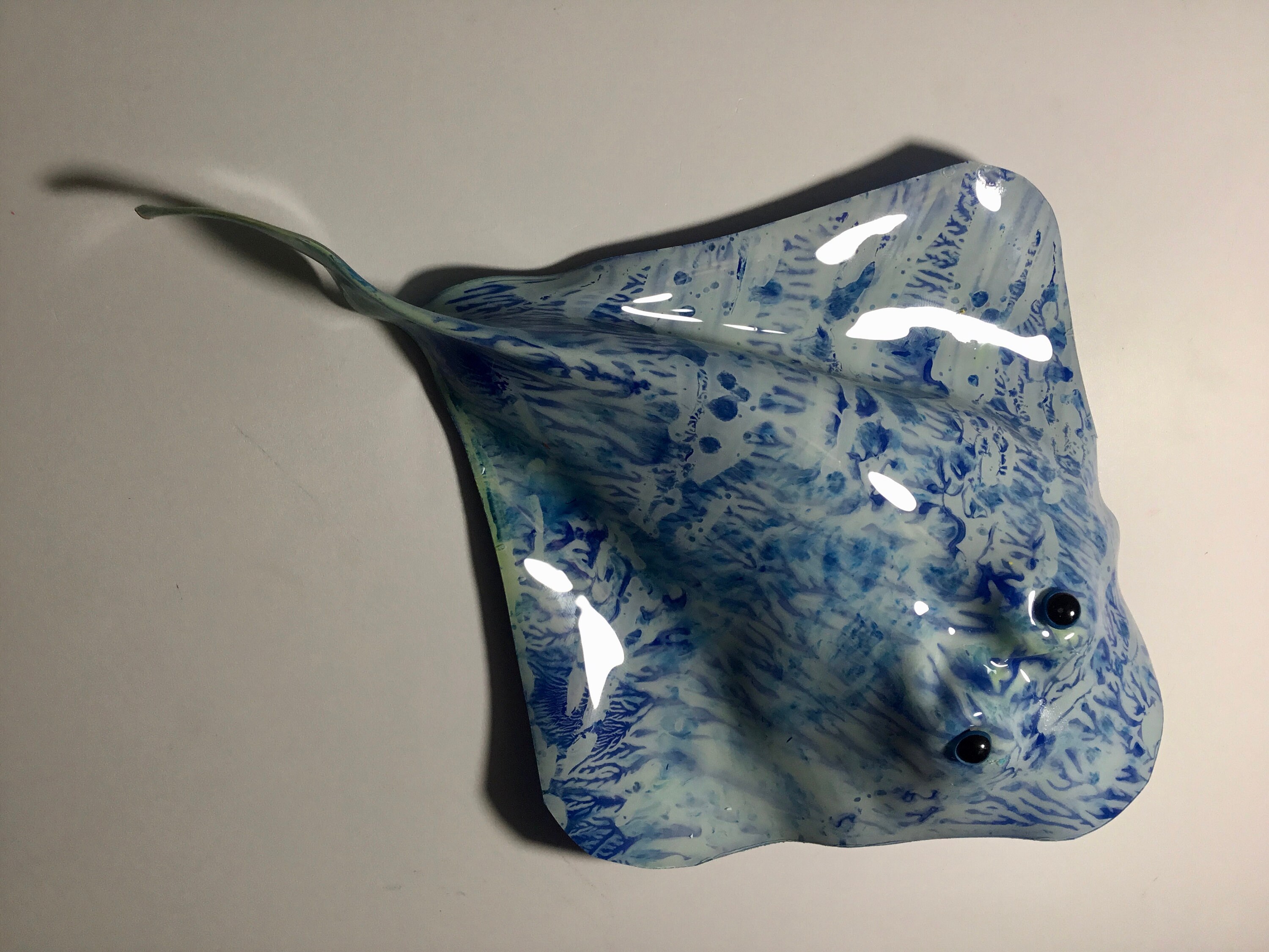 Stingray wall decor 8” shades of sky blue handmade eco-friendly plastic ...