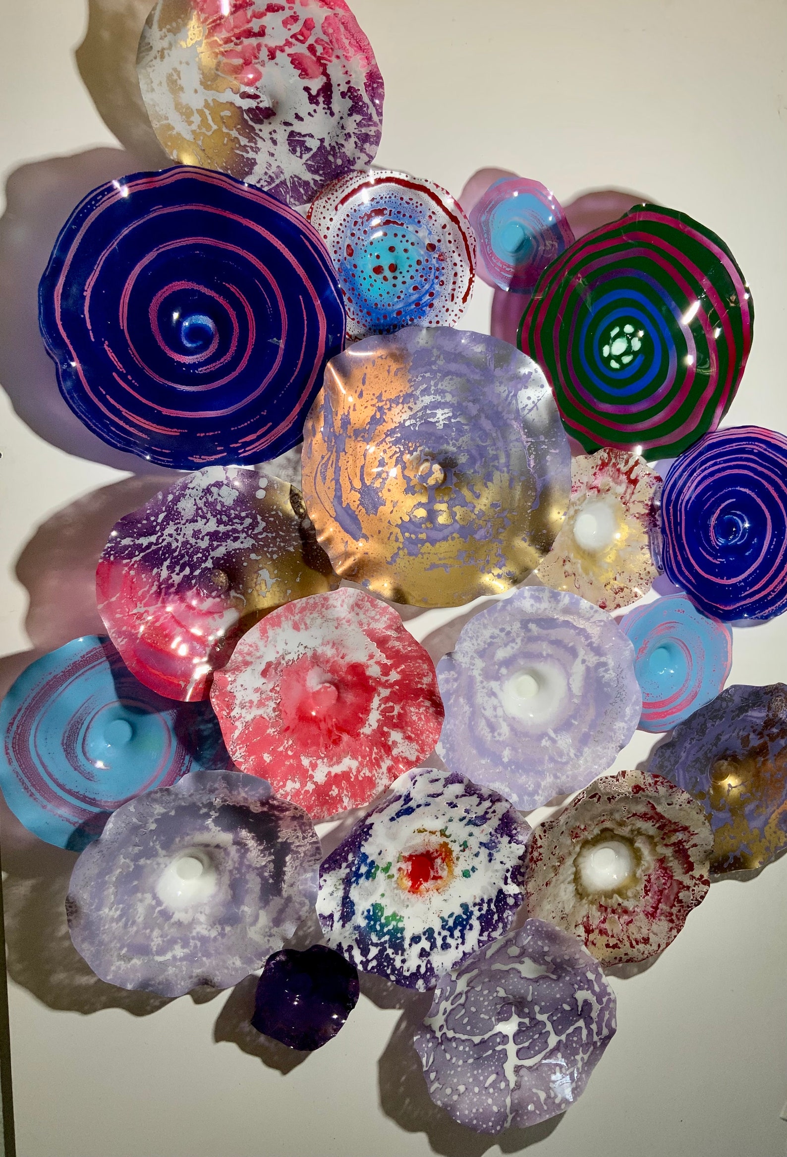 Artist Pick Funky Wall Art Purple/multi-colors Wall Plates 19 Handmade ...