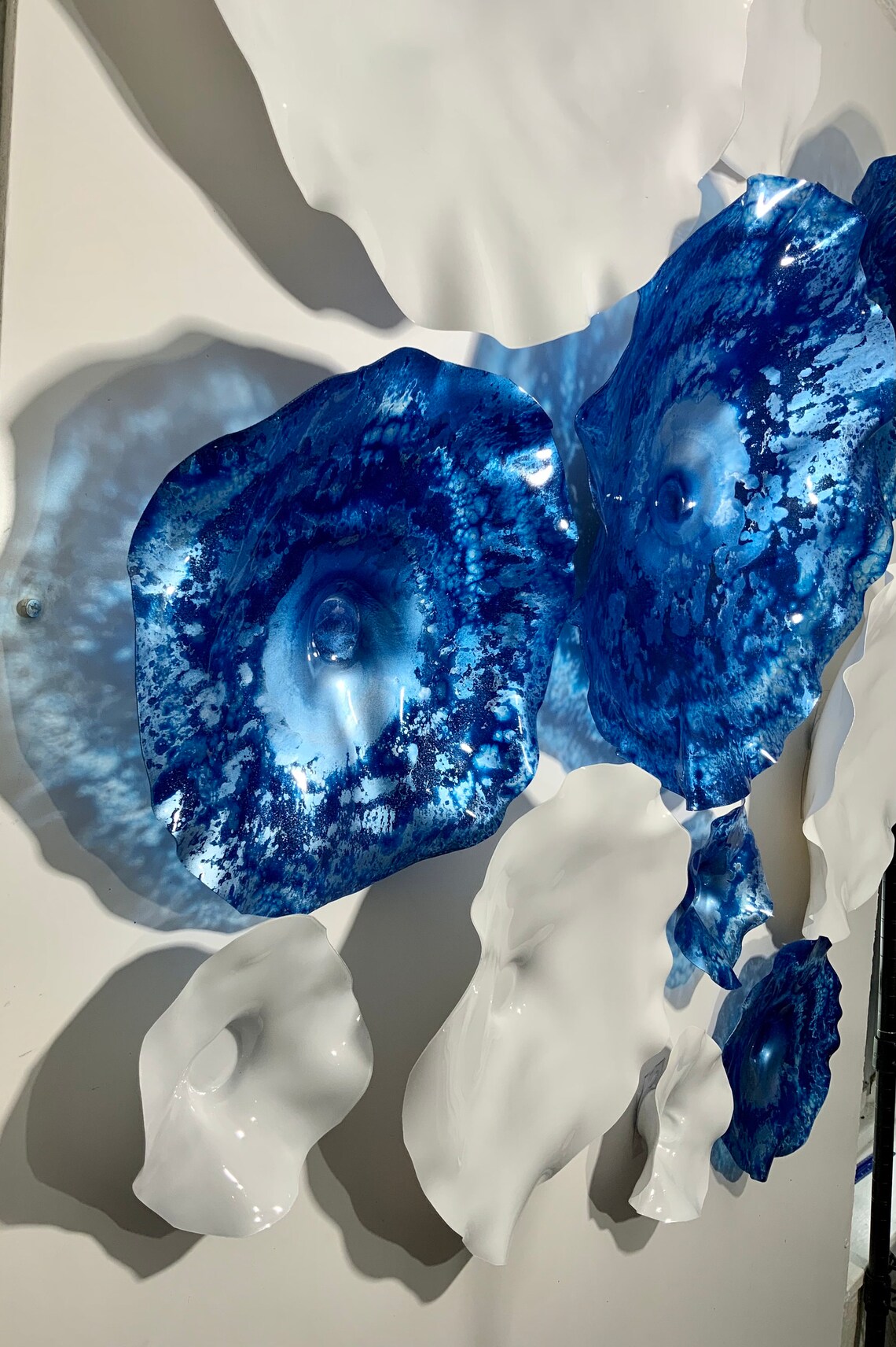 Wall Flower 11 Oceanic Metallic Blue/white Recycled | Etsy