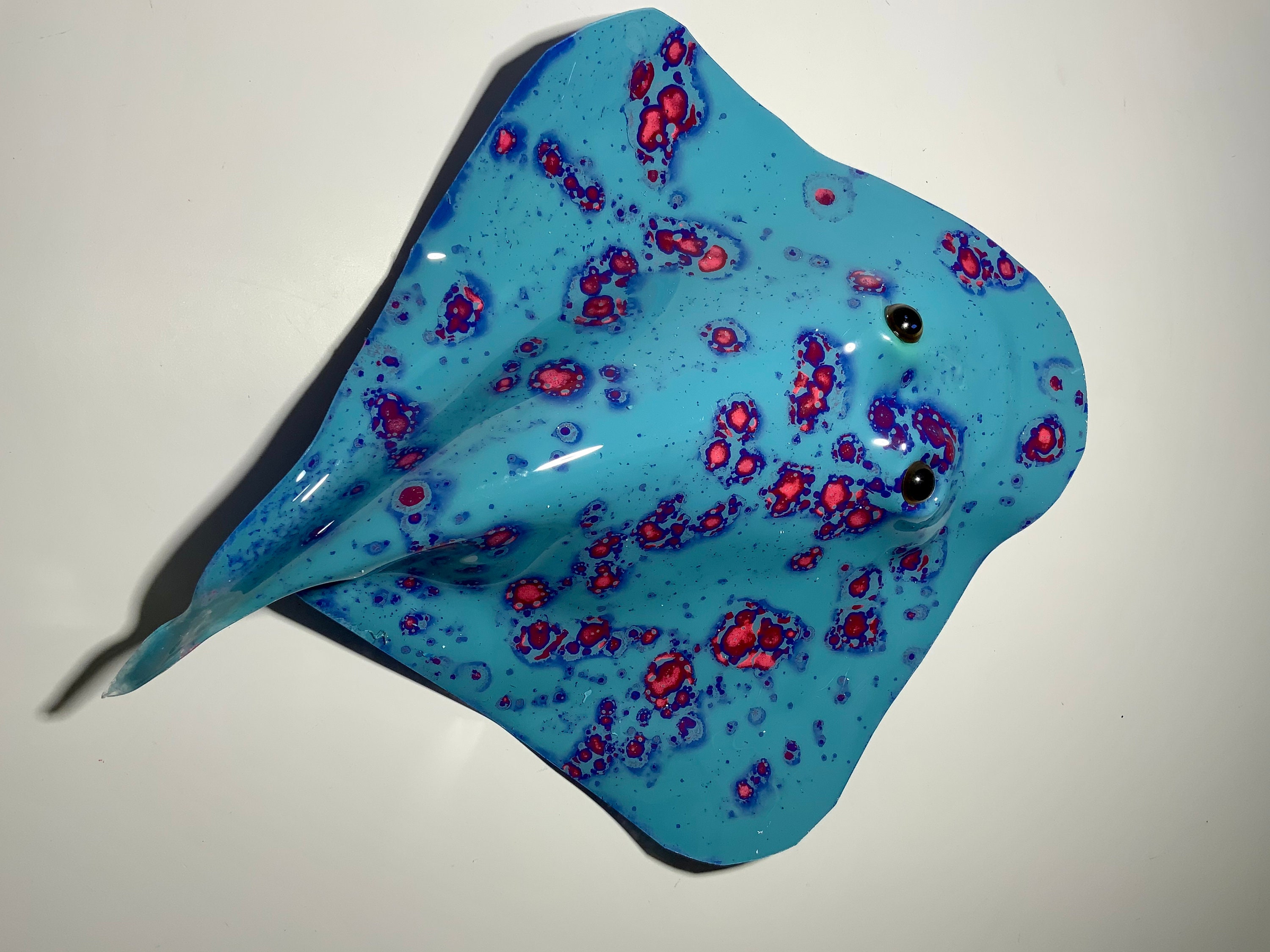 Large Stingray wall art 17 turquoise blue/pink handmade recycled ...
