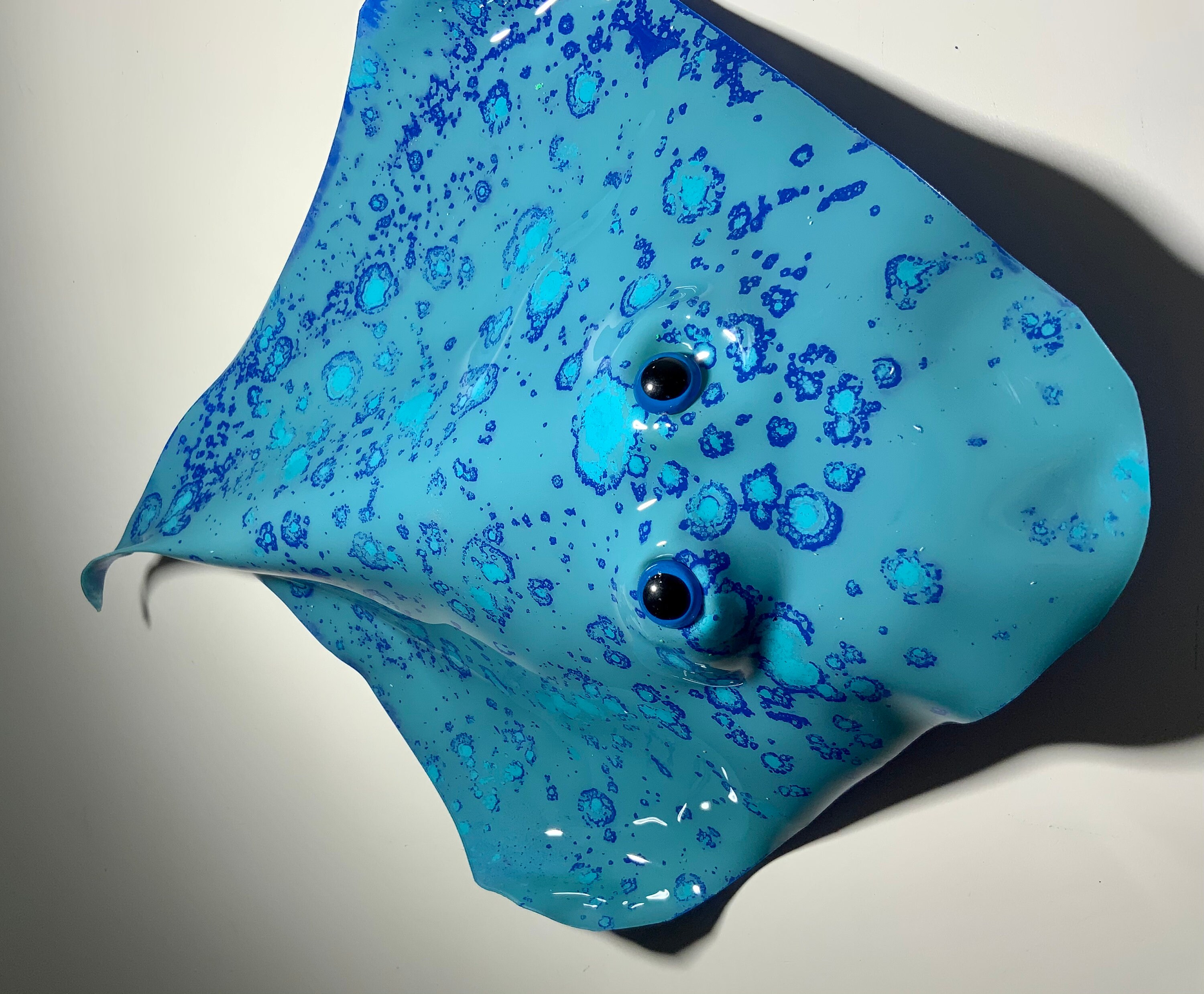 Aqua blue/navy blue Large Stingray wall hanging 17 handmade up cycled ...