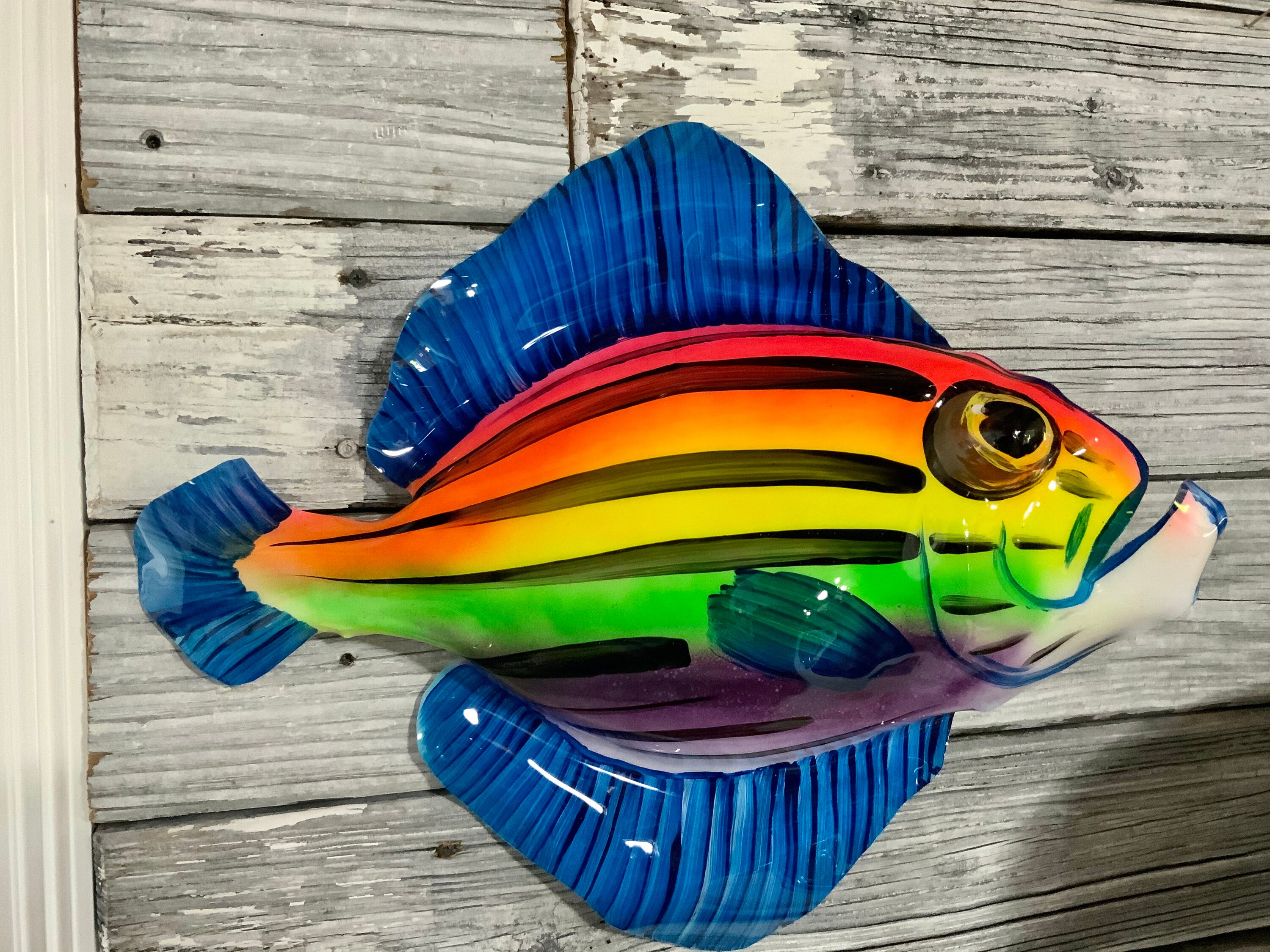 Nautical fish wall hanging 21” red/orange/yellow/green/blue/purple ...