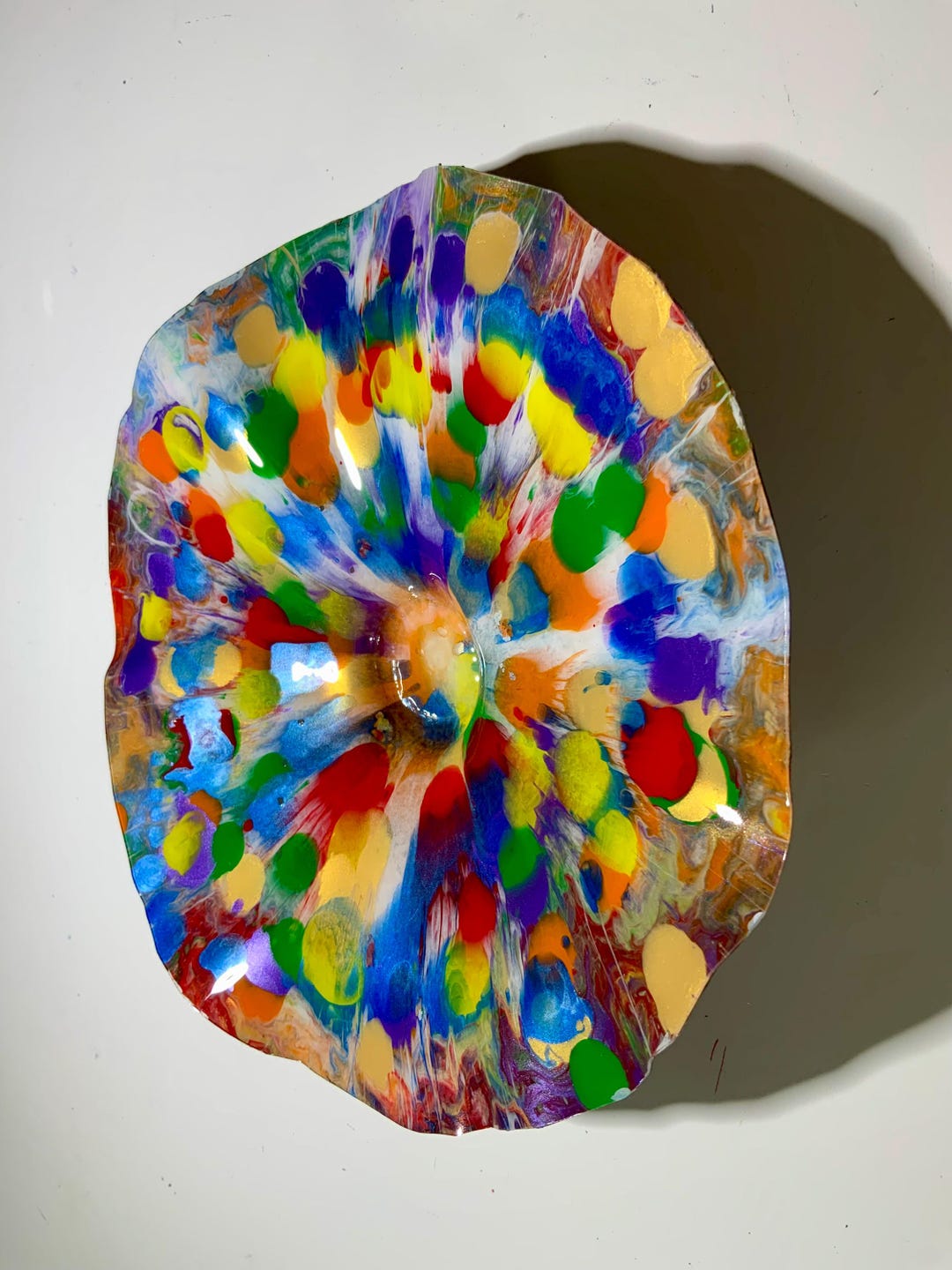 Rainbow Recycled Plastic Small Wall Flower Handmade 9” Vibrant Home ...